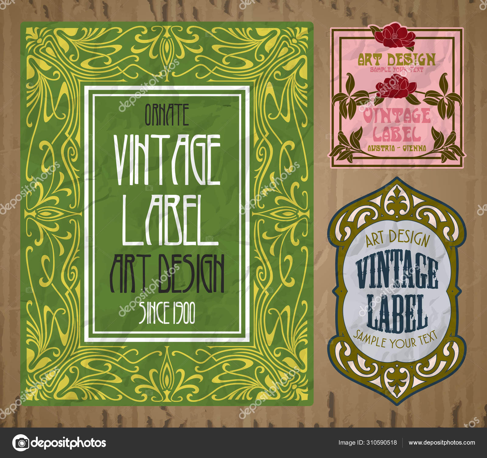 Vector Vintage Items Cover Art Nouveau Stock Vector by ©standart 310590518