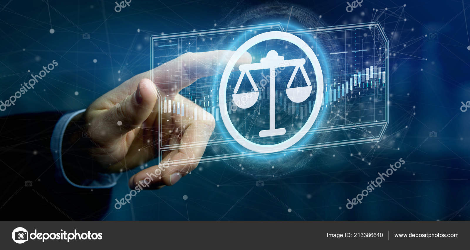 View Man Holding Technology Justice Icon Circle Rendering — Stock Photo ...