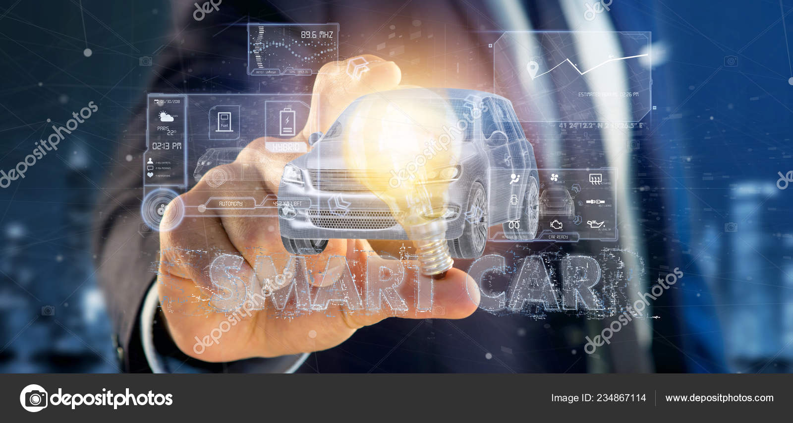 View Man Holding Dashboard Smartcar Interface Dashboard Rendering Stock ...