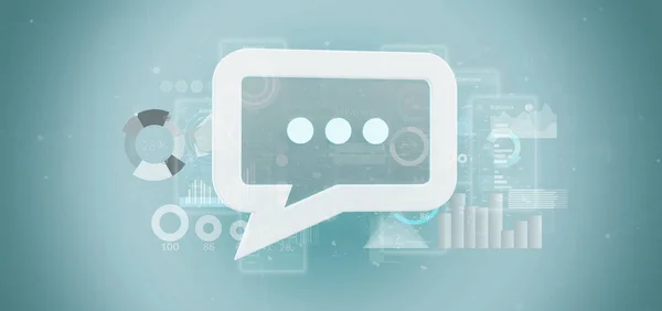 View of a Message icon with data in background - 3d rendering - Stock ...