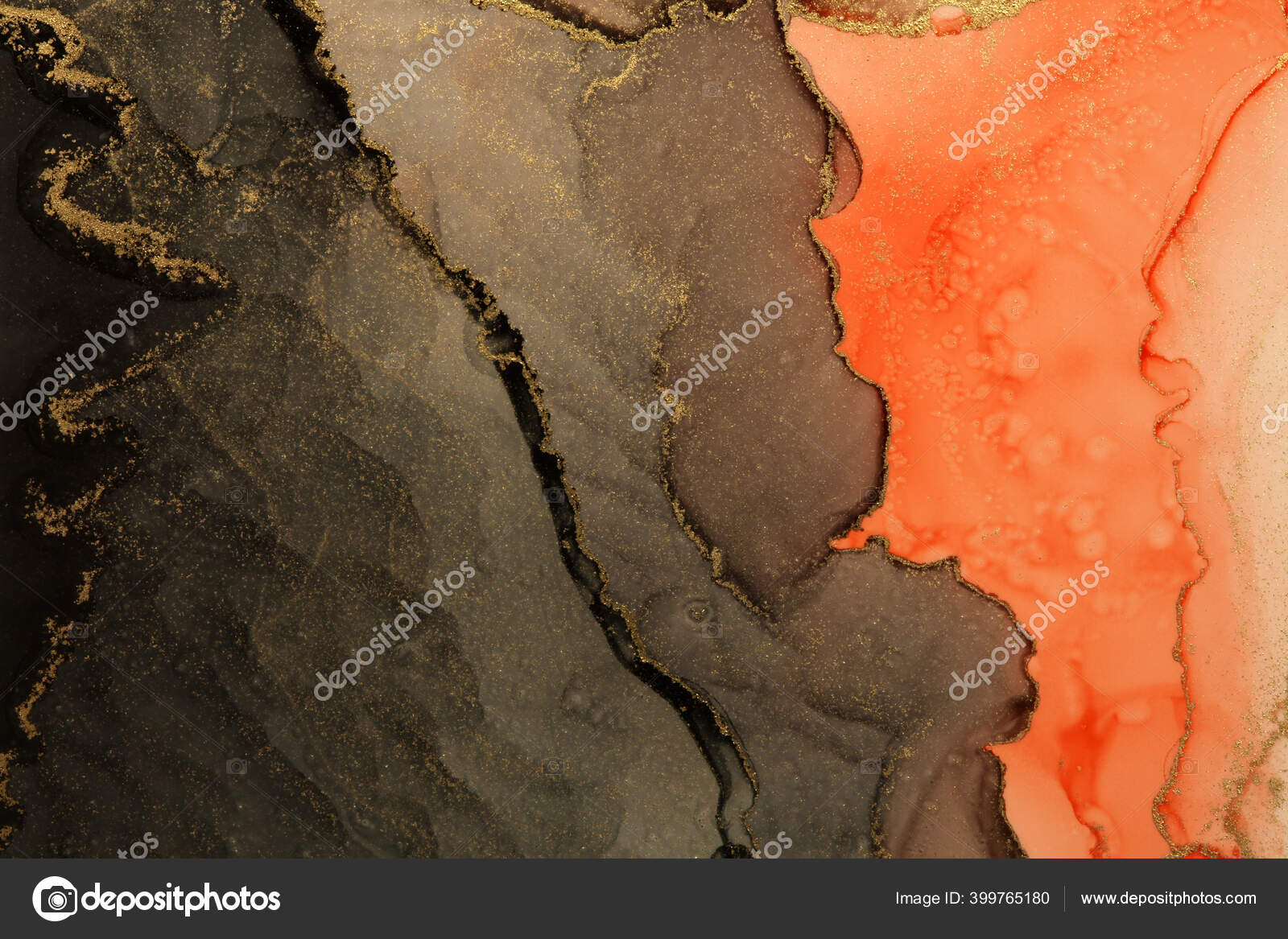 Abstract Black Red Color Wave Blots Background Marble Texture Alcohol ...