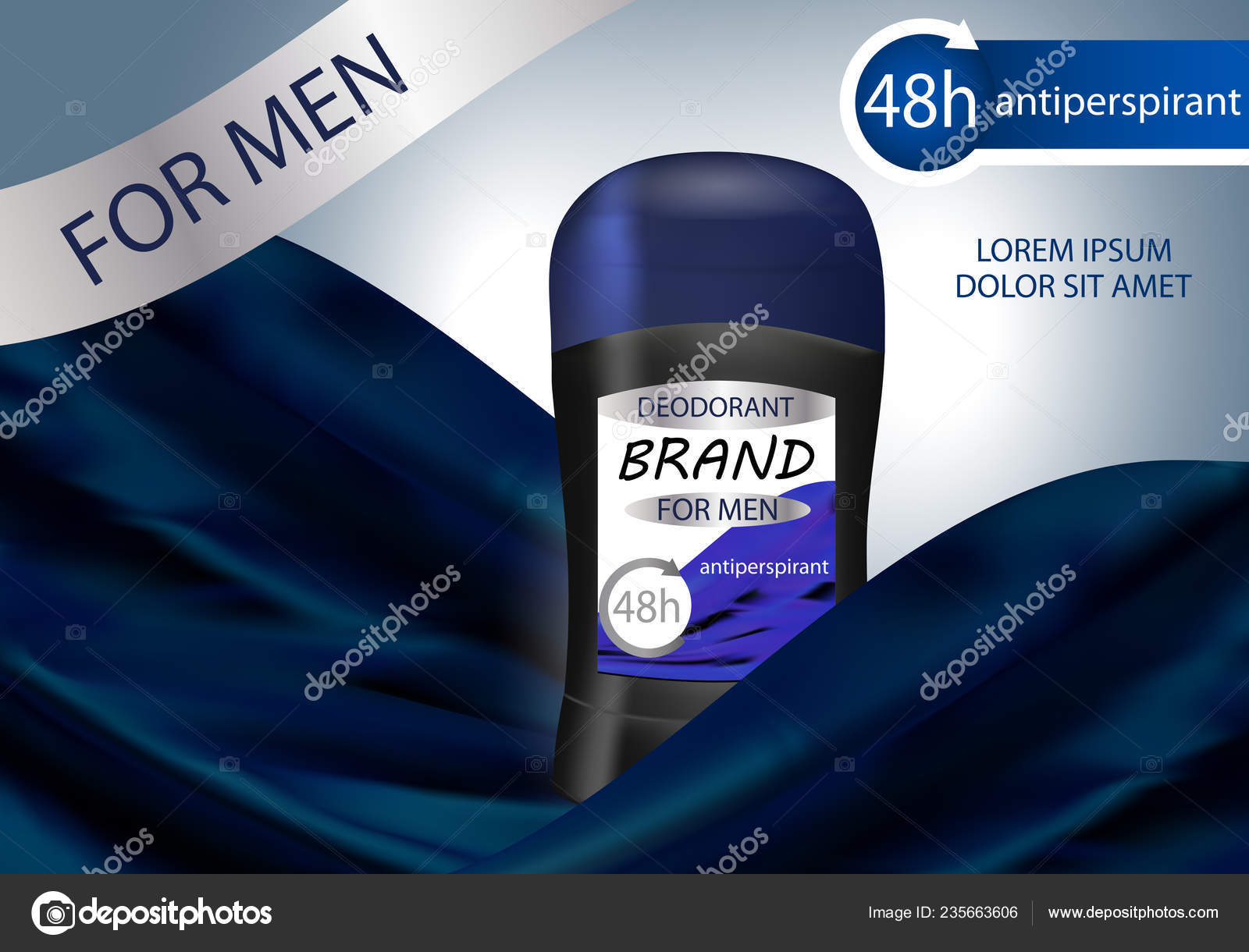 Long Lasting Deodorant Antiperspirant Men Black Package Vector ...
