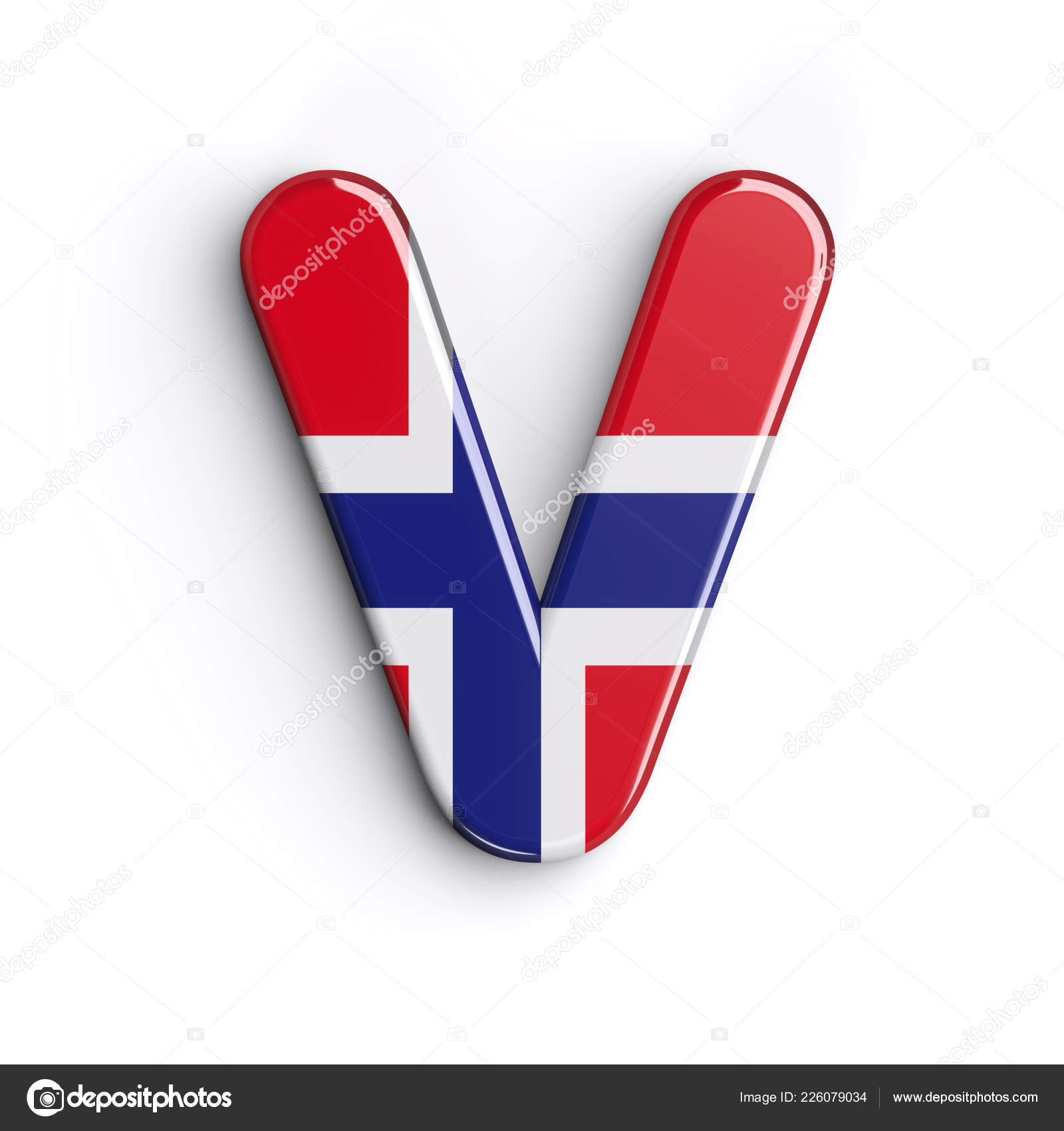 Norway Letter Capital Norwegian Flag Font Isolated White Background ...
