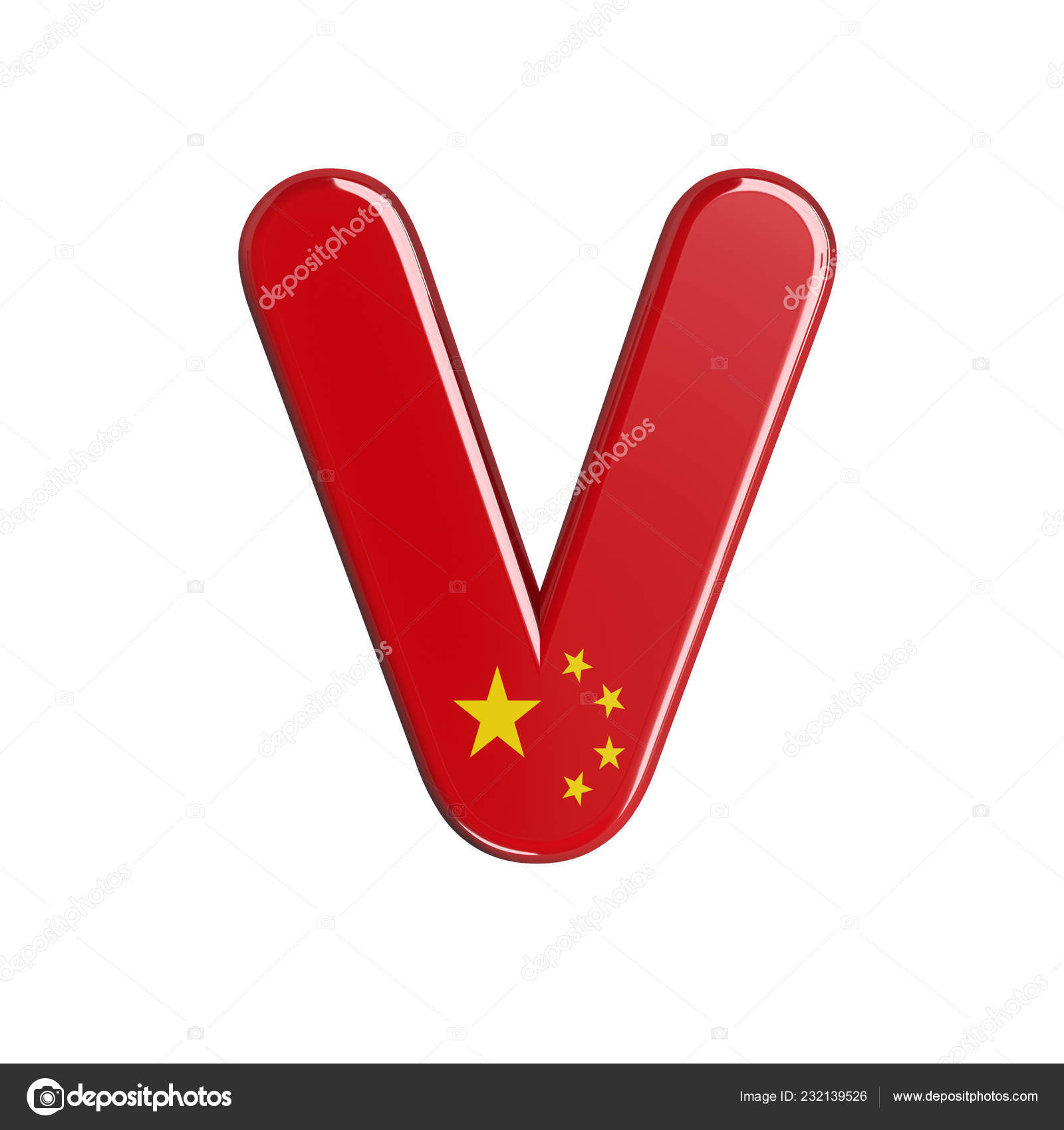 China Flag Letter Capital Chinese Font Isolated White Background ...