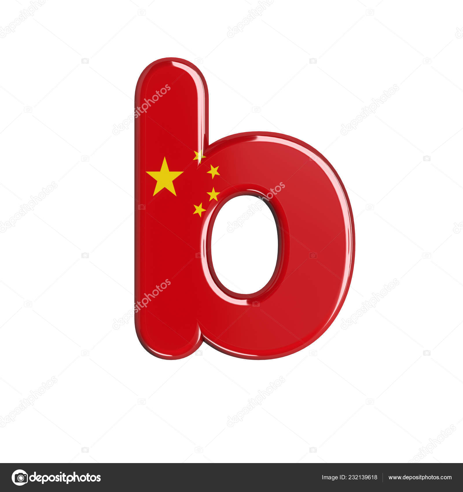 China Flag Letter Small Chinese Font Isolated White Background Alphabet ...