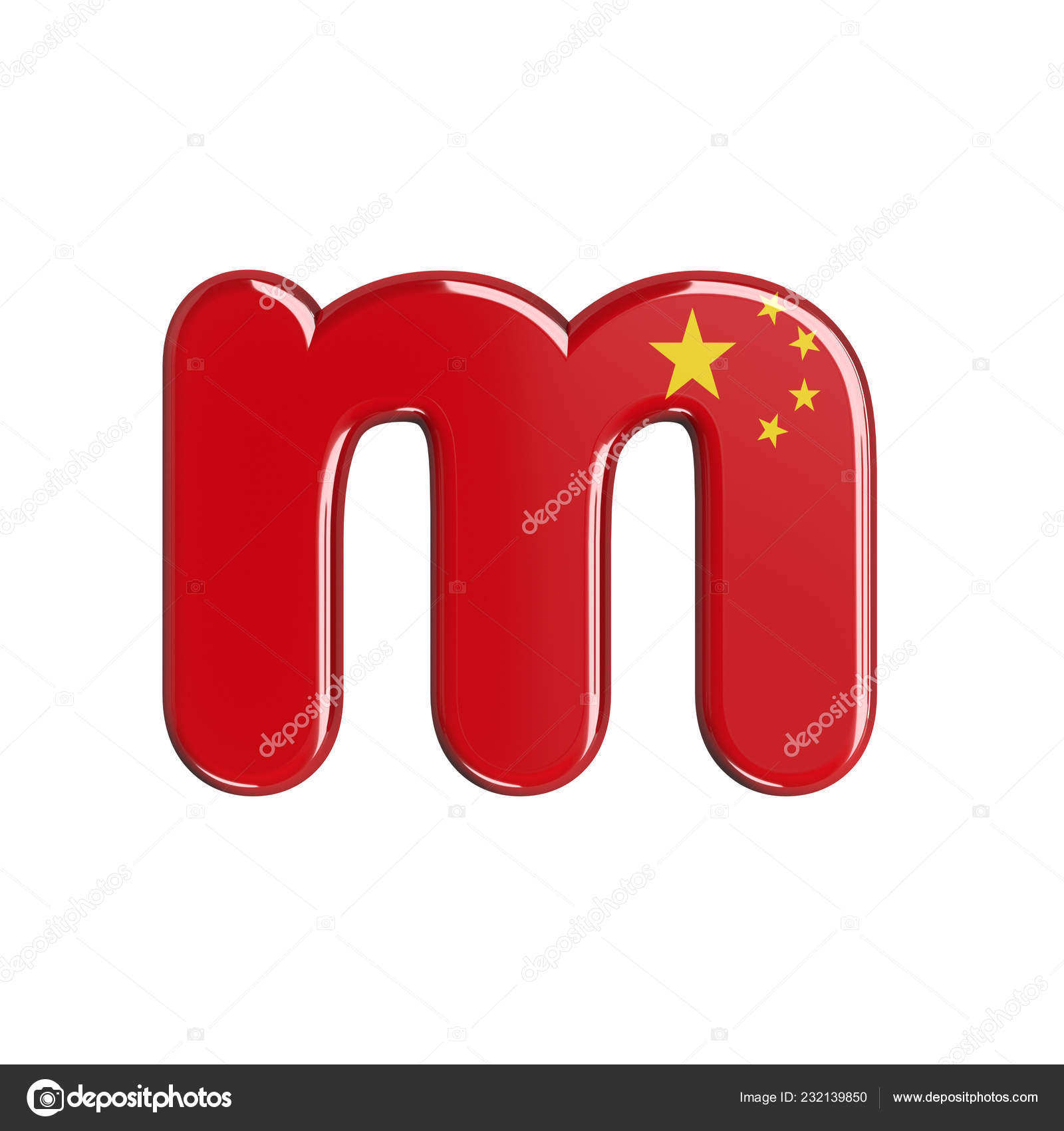 China Flag Letter Small Chinese Font Isolated White Background Alphabet ...