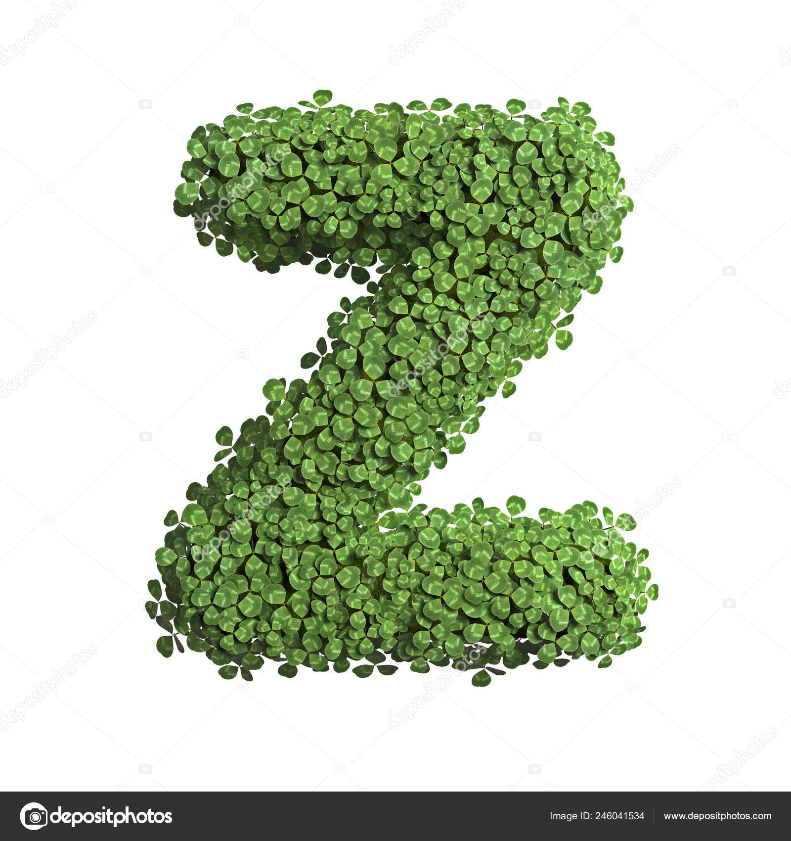 Clover Letter Capital Spring Font Isolated White Background Alphabet ...