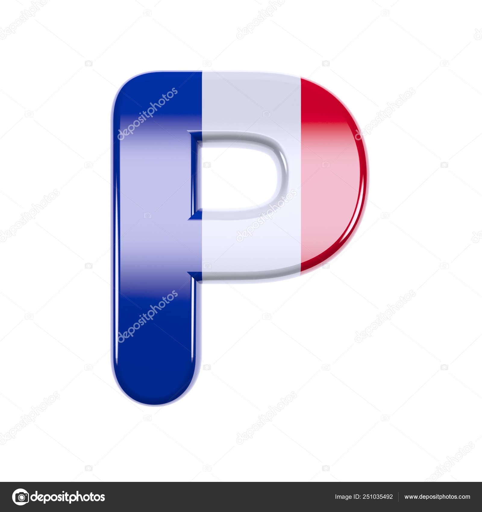 France letter P - Upper-case 3d French flag font - France, Paris or ...
