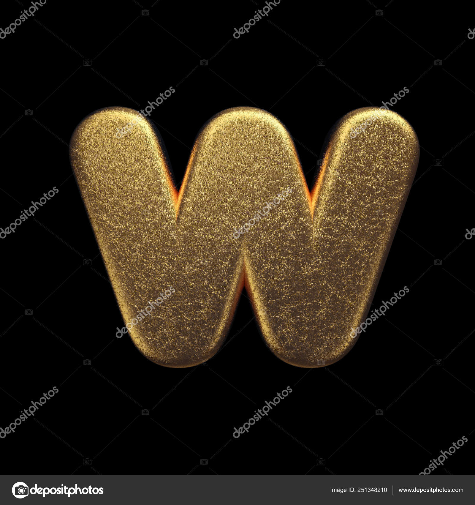 Gold letter W - Lower-case 3d precious metal font - Adequado para ...