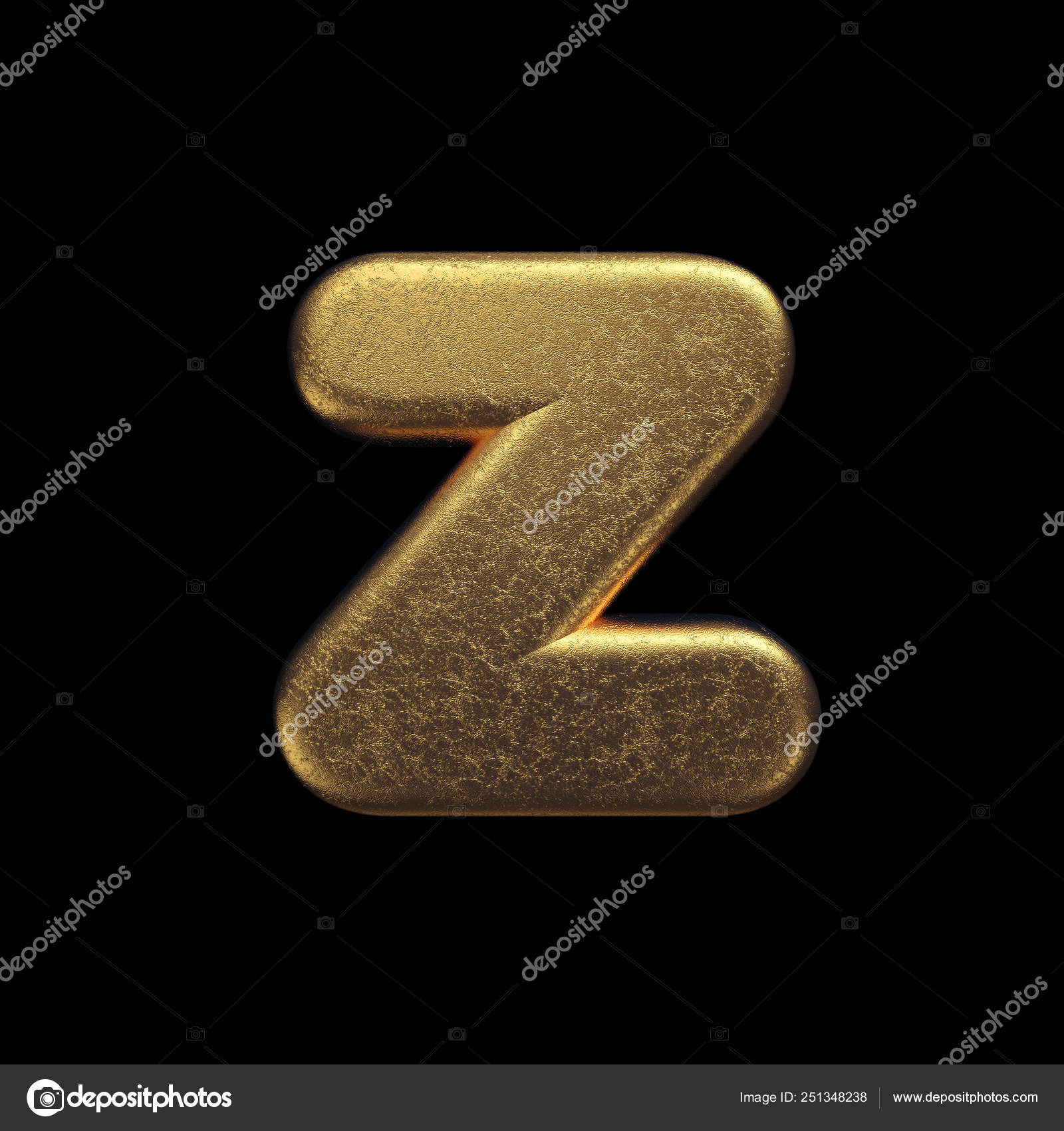 Gold letter Z - Lower-case 3d precious metal font - Suitable for ...