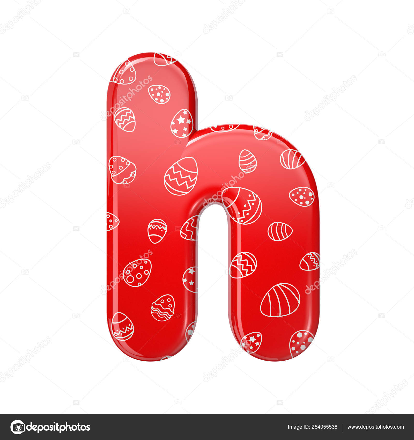 Easter egg letter H - Lower-case 3d red and white celebration font ...