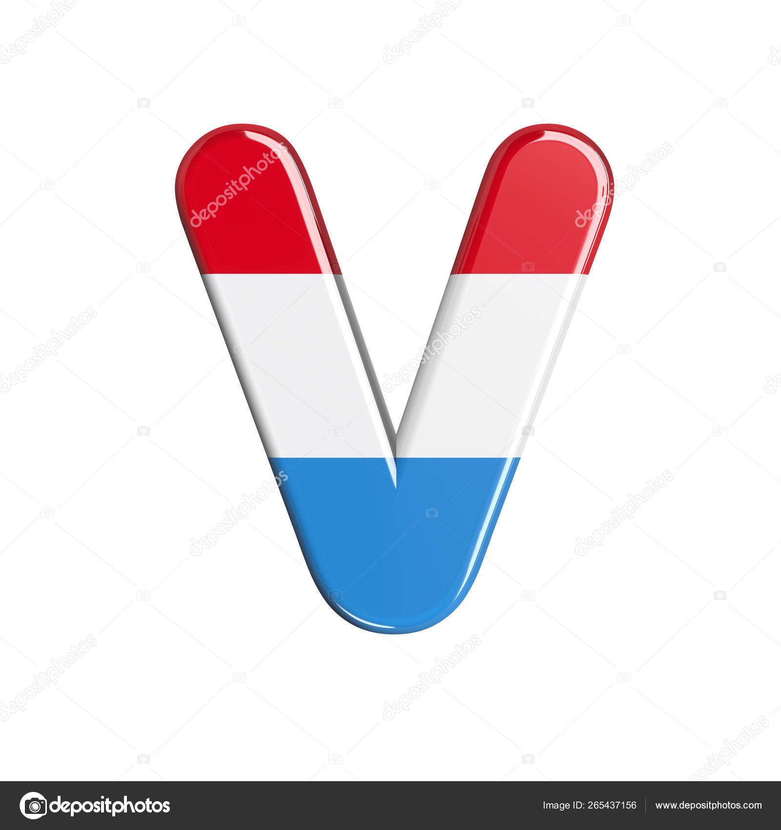 Luxembourg letter V - Upper-case 3d Luxembourgish flag font - suitable ...