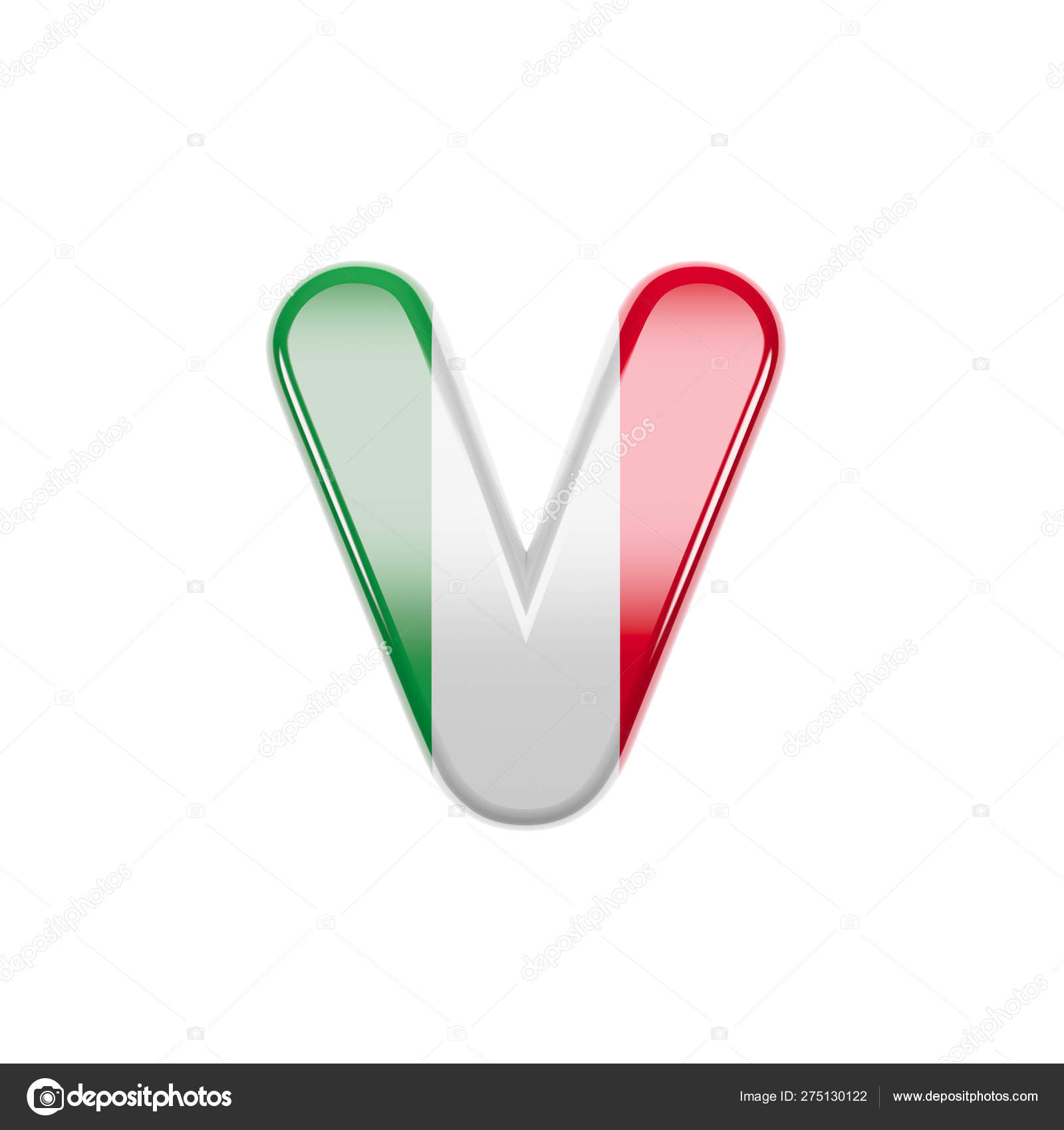 Italian letter V - Small 3d Italy flag font - Suitable for Italy ...