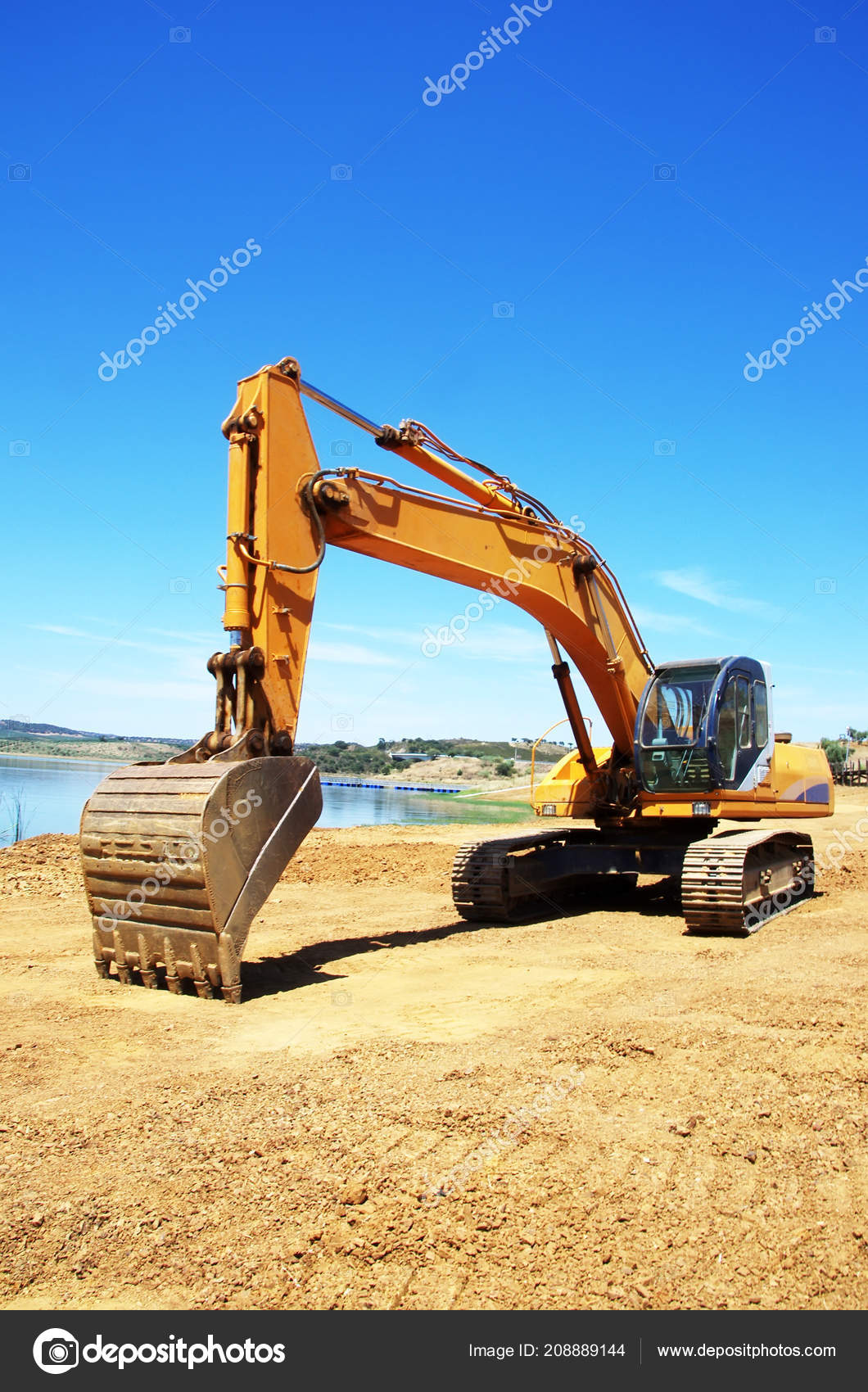 Yellow Excavator Digging Earth Nature Field — Stock Photo © inaquim ...