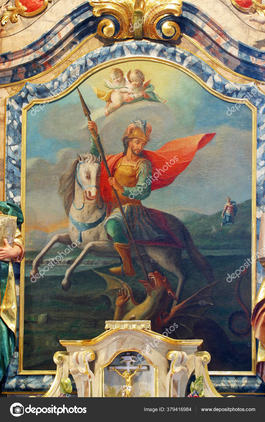 Saint George Slaying Dragon Altar Painting High Altar Chapel Saint ...