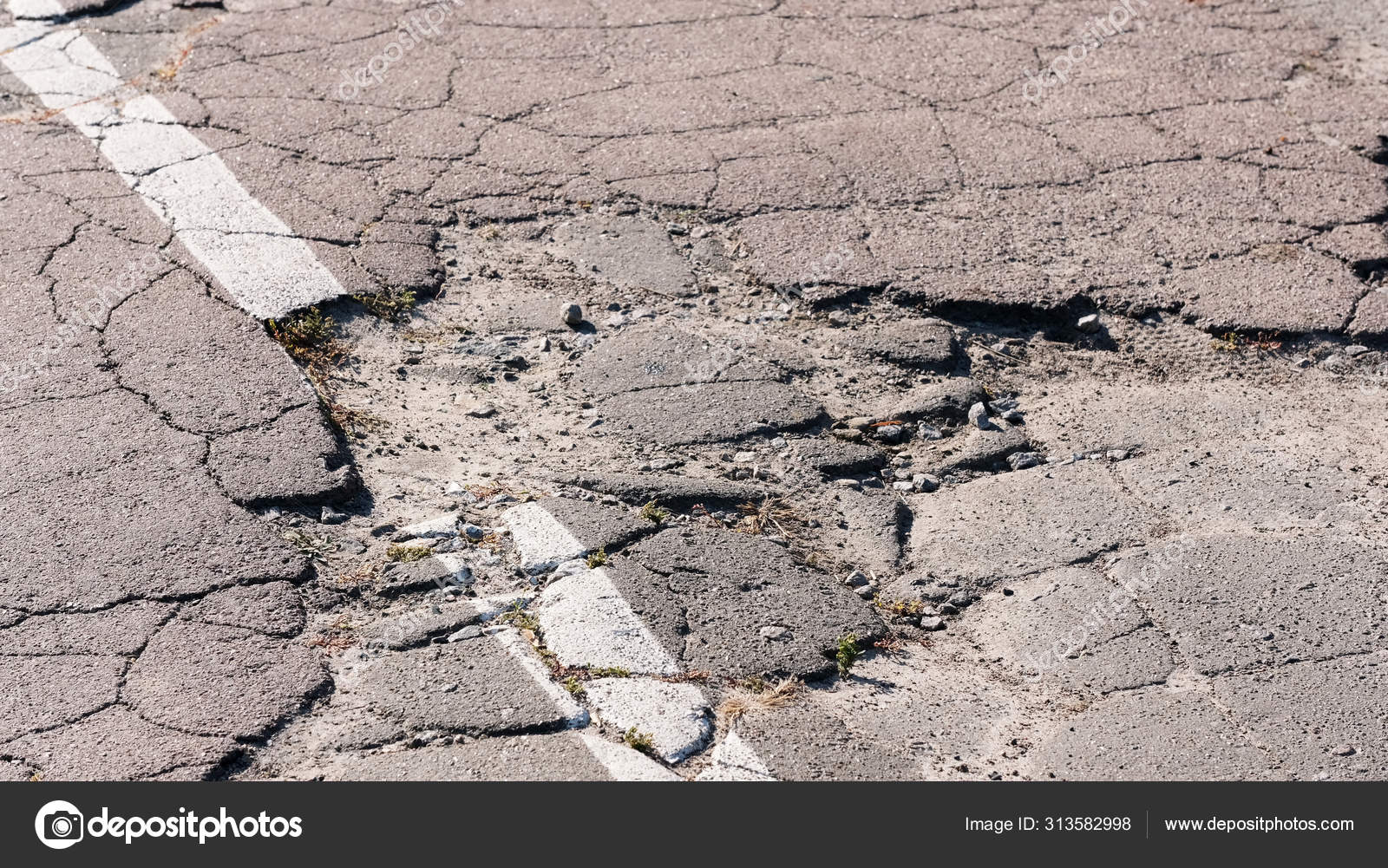 Destroyed asphalt pavement — Stock Photo © Aviavlad3 #313582998