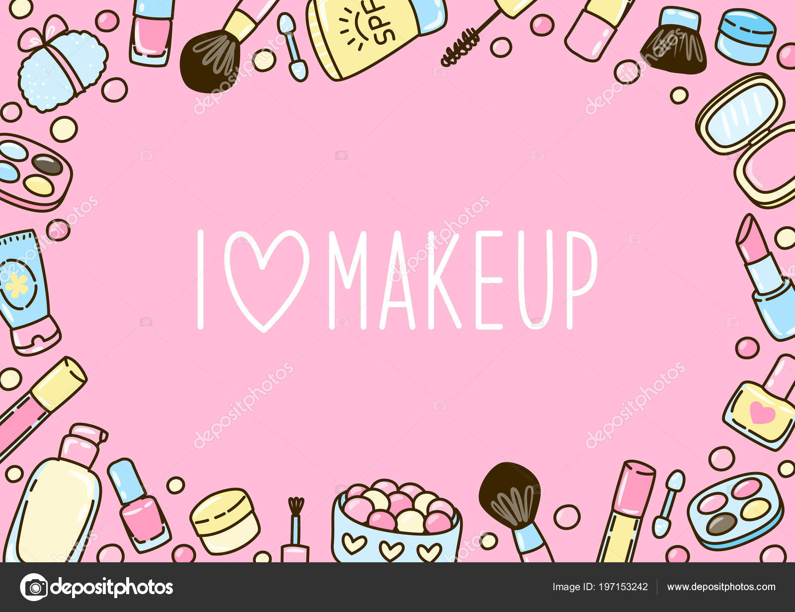 Cute Makeup Frame Your Design — Stock Vector © Huhli13 #197153242