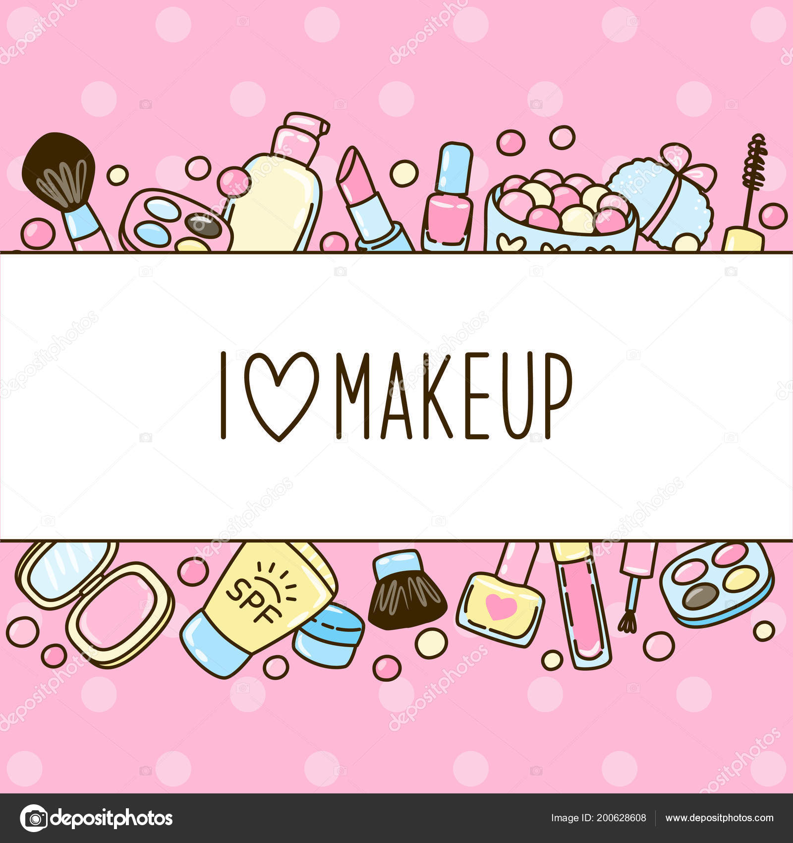 Cute eyeshadow designs | Cute Makeup Border Your Design — Stock Vector ...