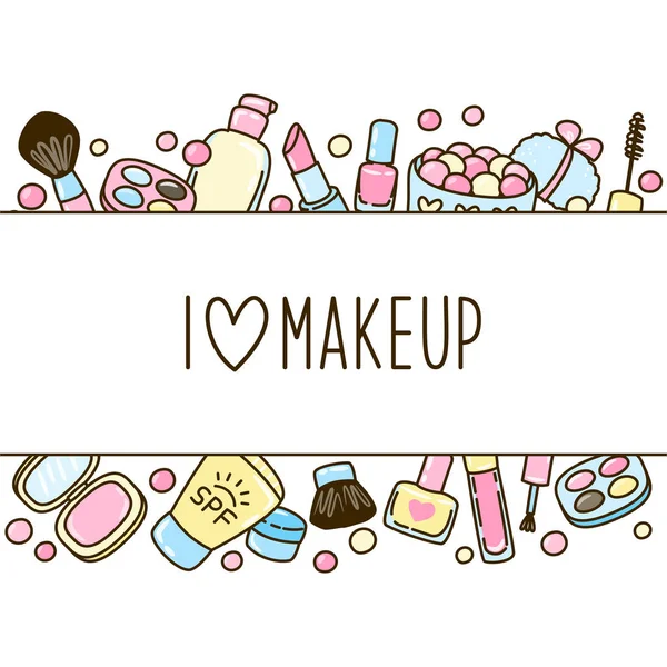 Cute makeup wallpaper | Cute makeup frame — Stock Vector © Huhli13 ...