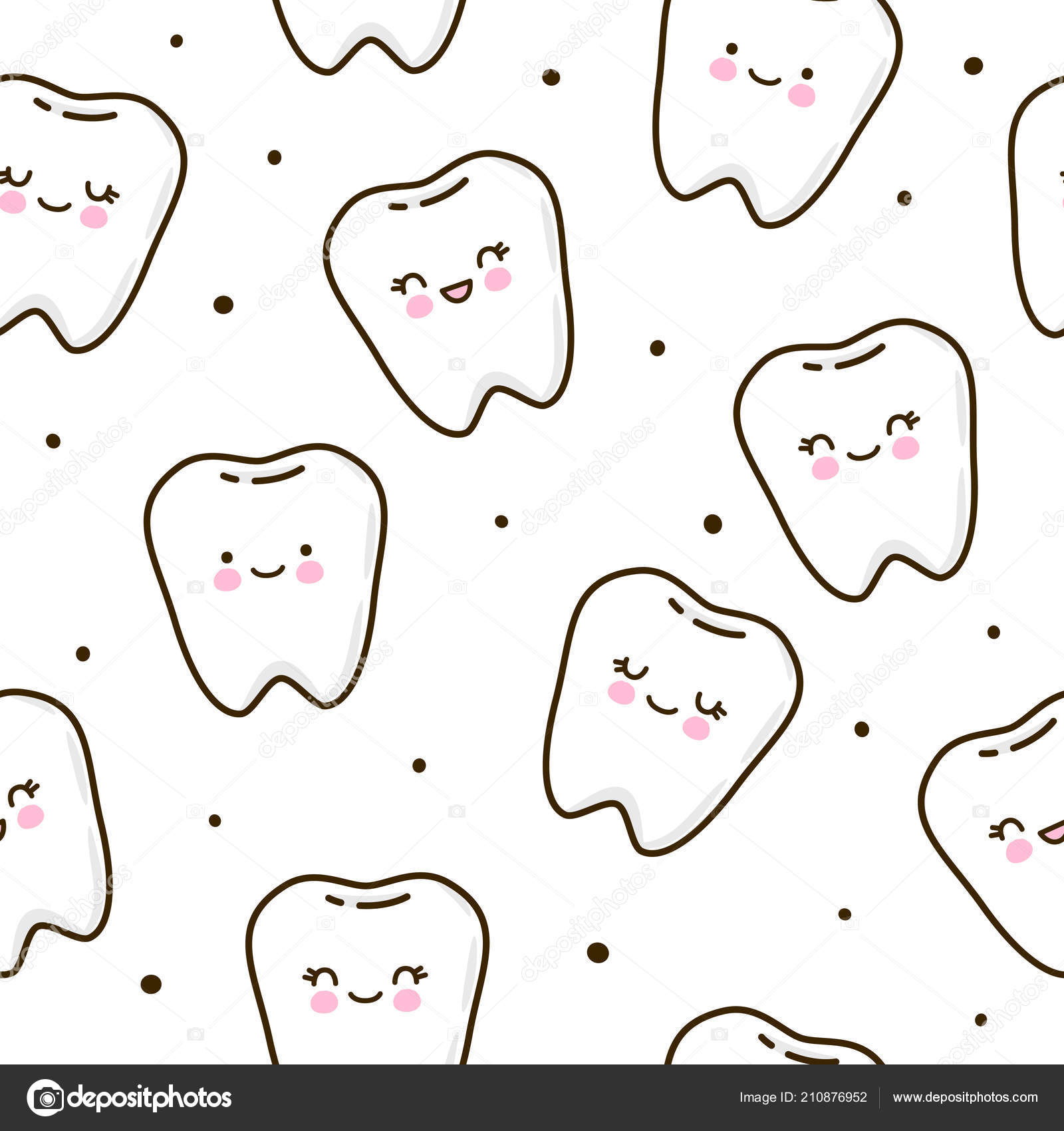 Seamless Pattern Cute Teeth Stock Vector by ©Huhli13 210876952