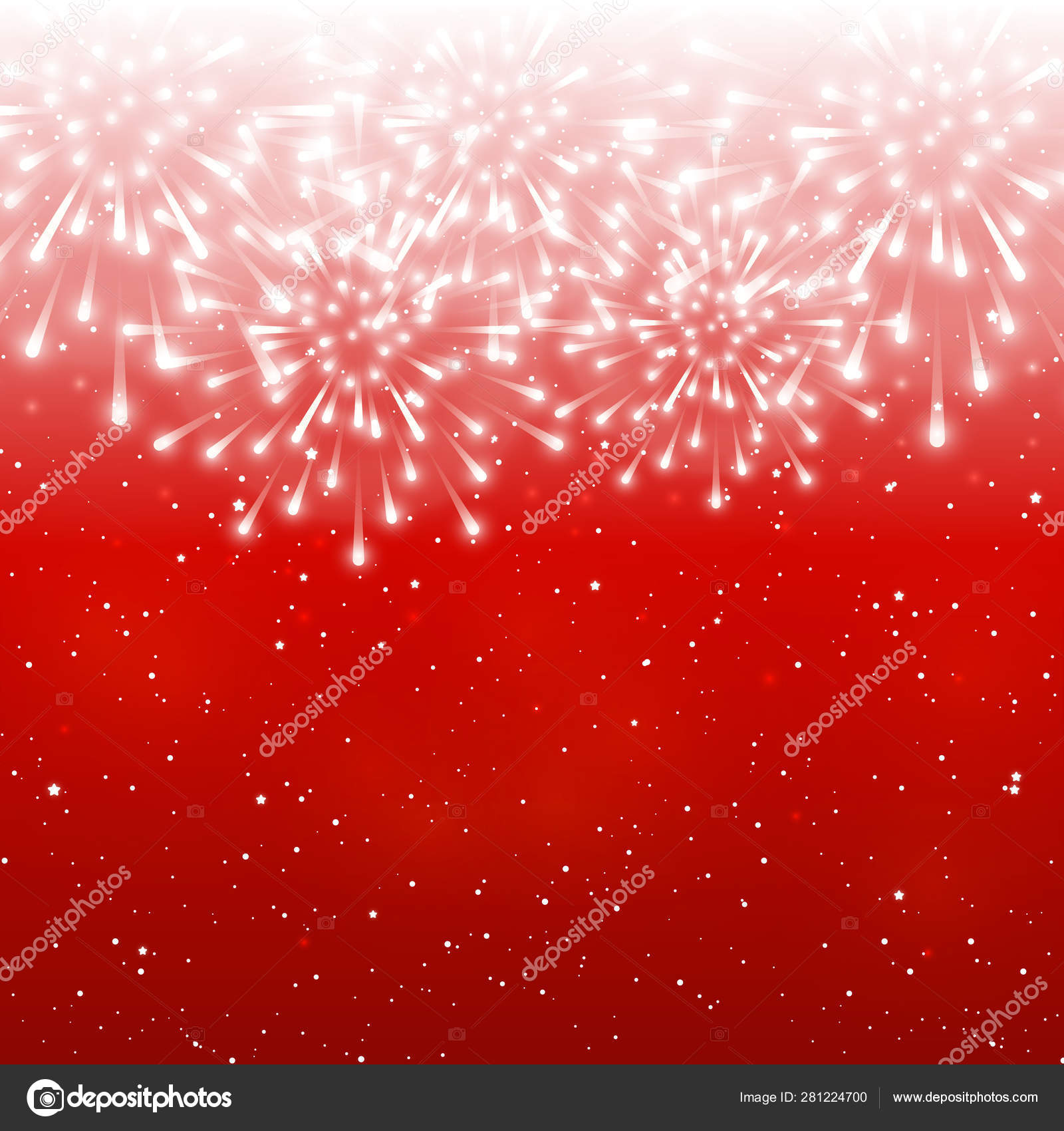 Shiny Fireworks Red Starry Sky Background Stock Vector Image by ...