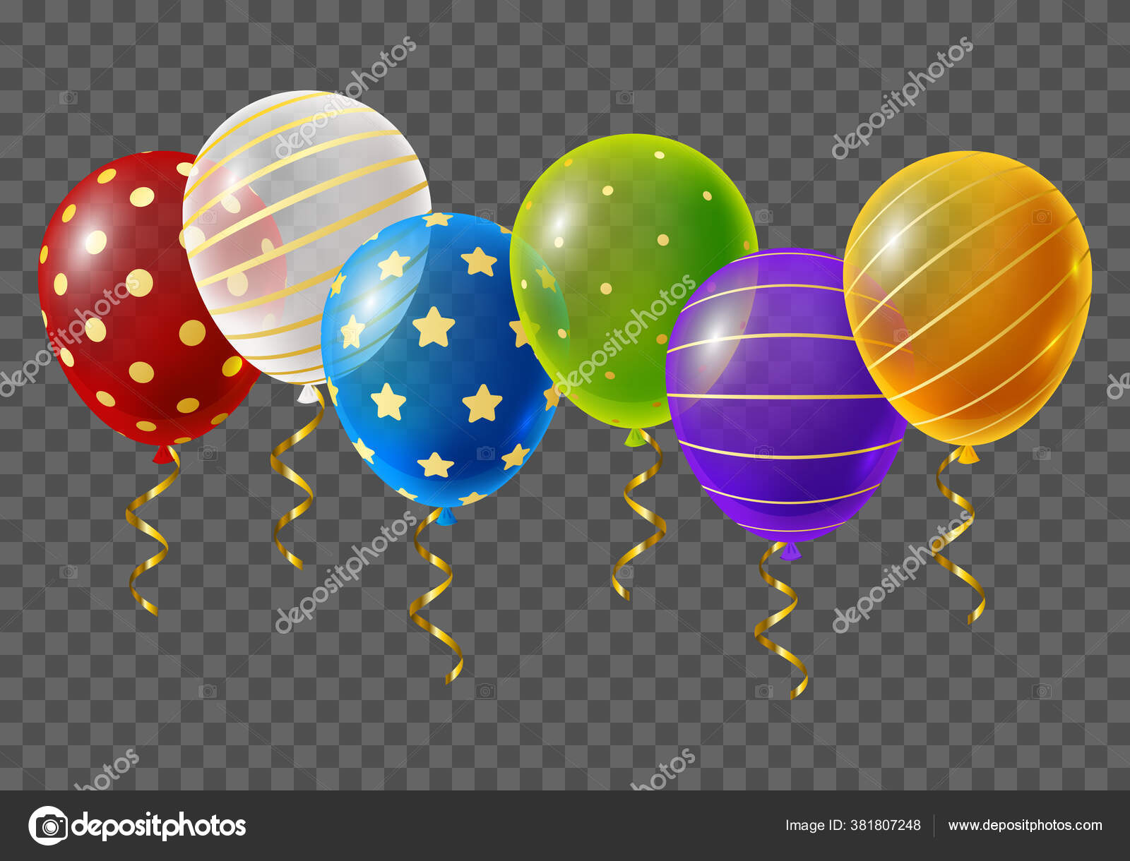 Color Balloons Border Transparent Effects Your Birthday Party Design ...