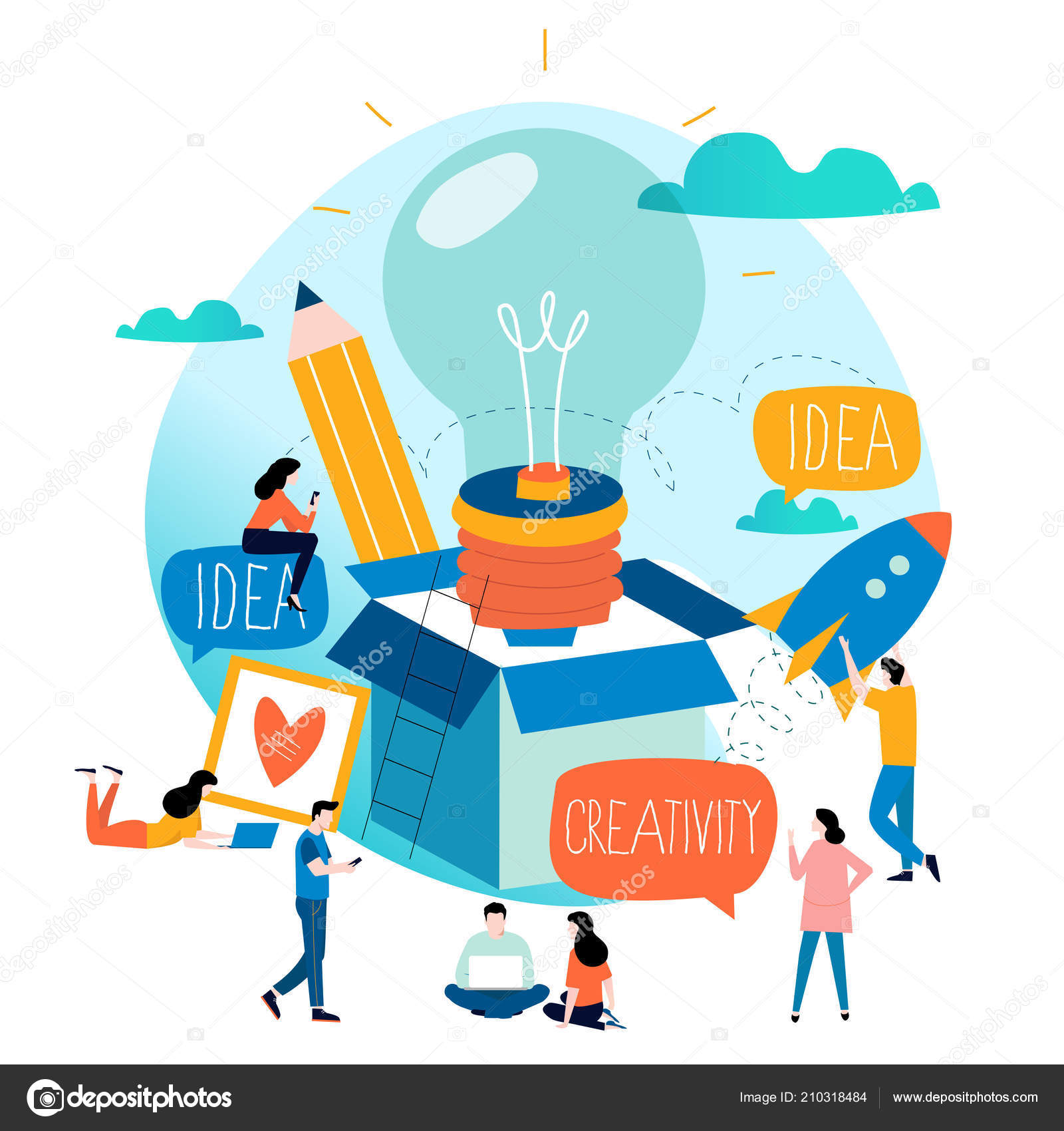 Idea Thinking Box Content Development Brainstorming Creativity Project ...