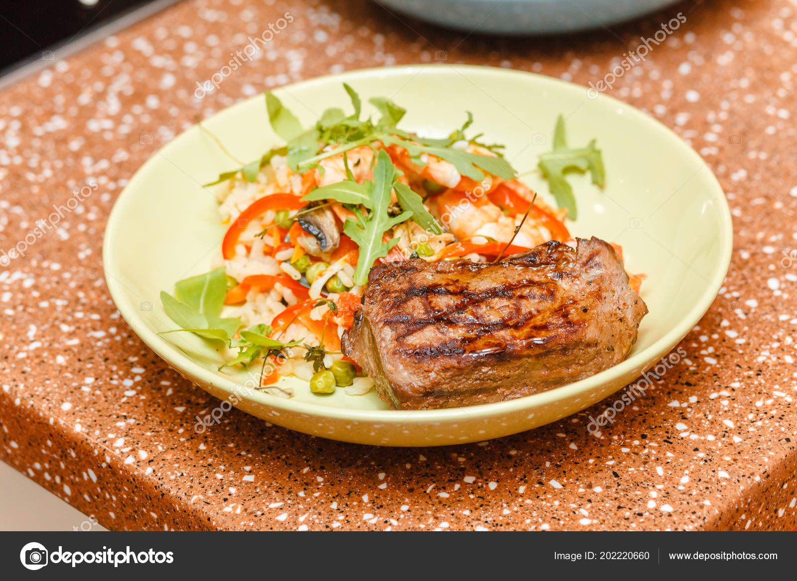 Beef Steak Salad Rice Plate Stock Photo by ©frantic00 202220660