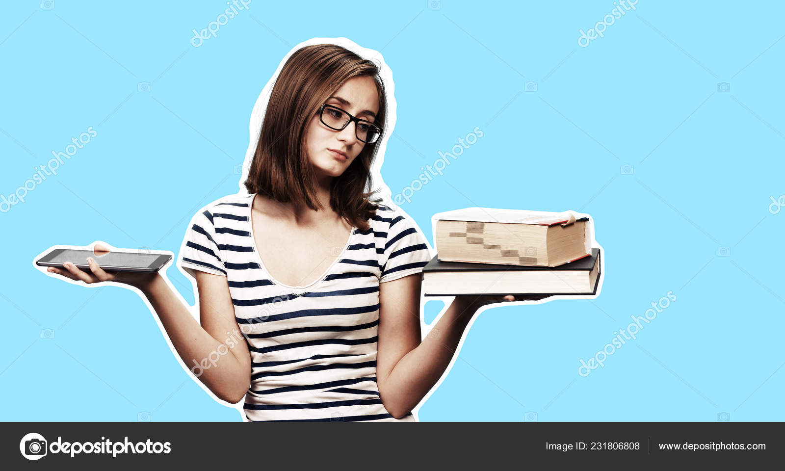 Contemporary Education Concept Book Book Girl Student Holding ...