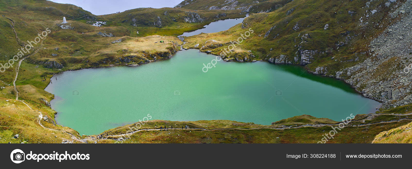 High Resolution Panorama Fagaras Mountains Lake Capra Romania — Stock ...