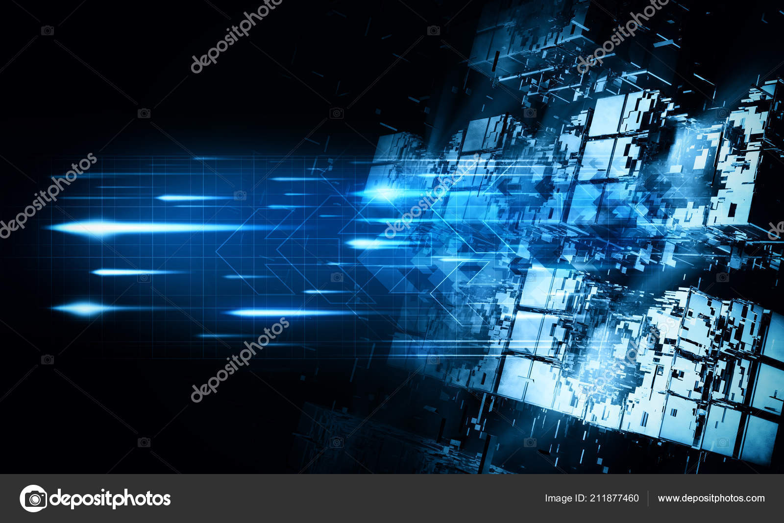 Rendering Abstract Digital Technology Background Stock Photo by ...