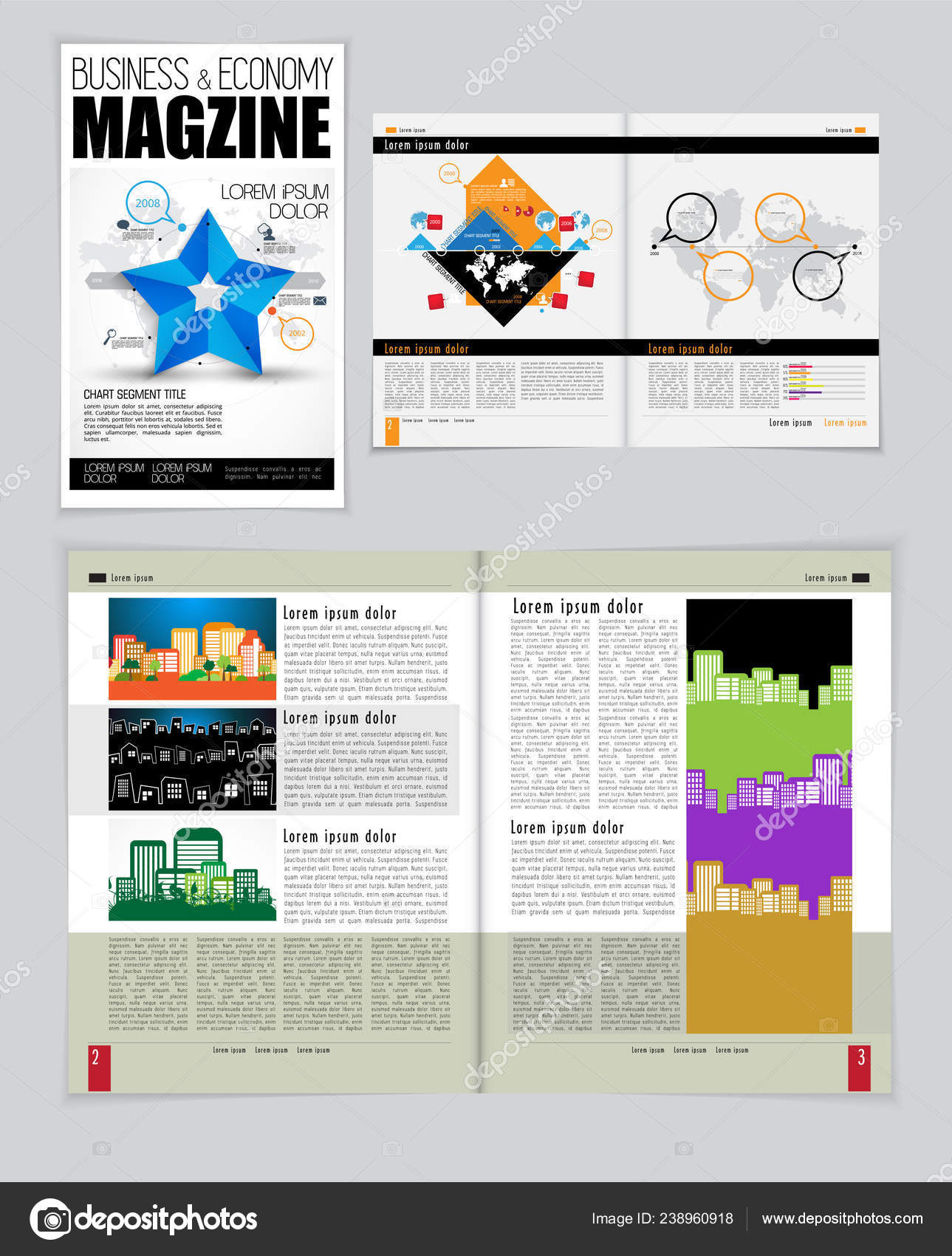 Printing Magazine Brochure Layout Easy Editable Stock Vector Image by ...