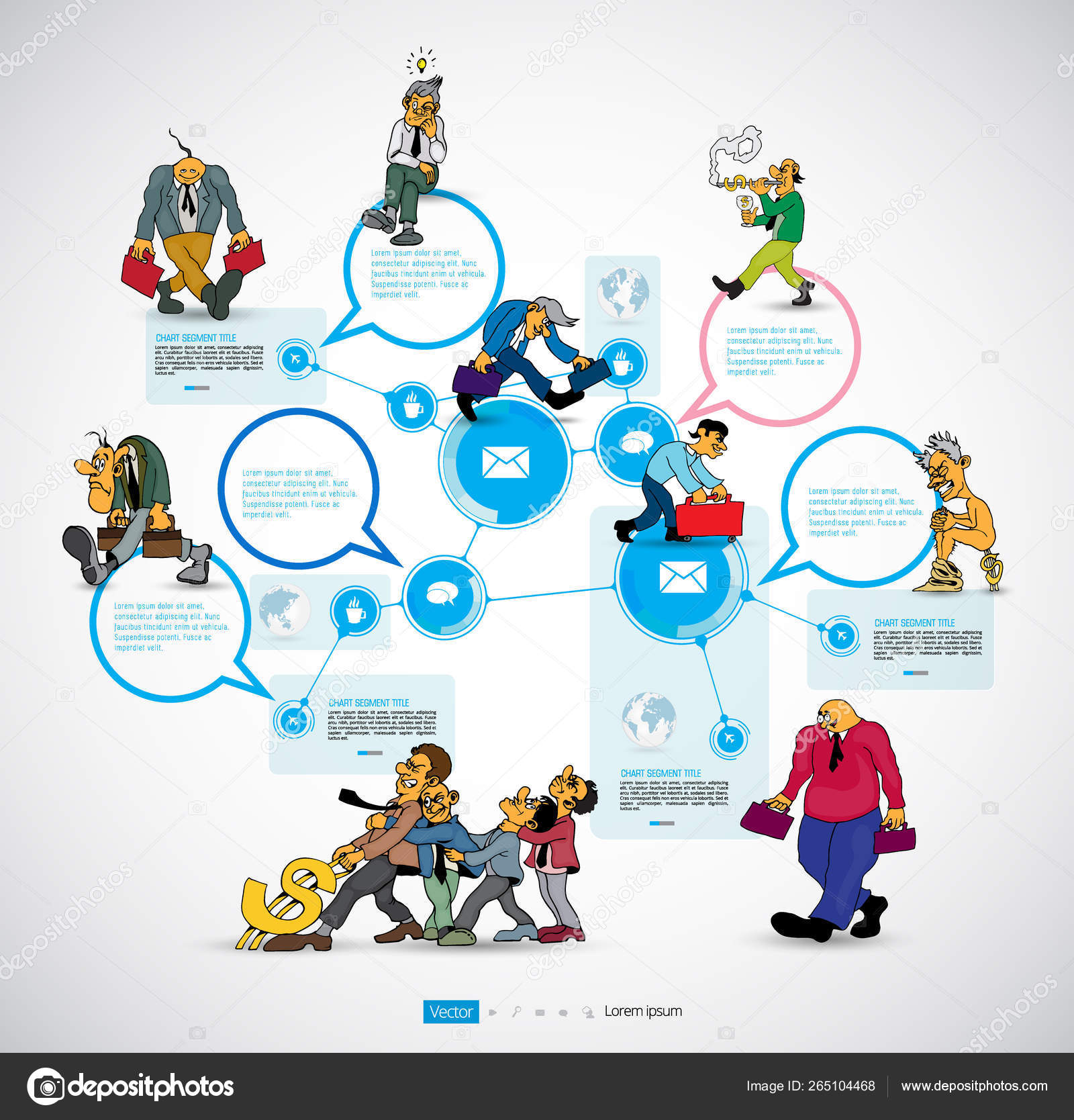 Infographics Template Business Cartoon Character Vector Illustration ...