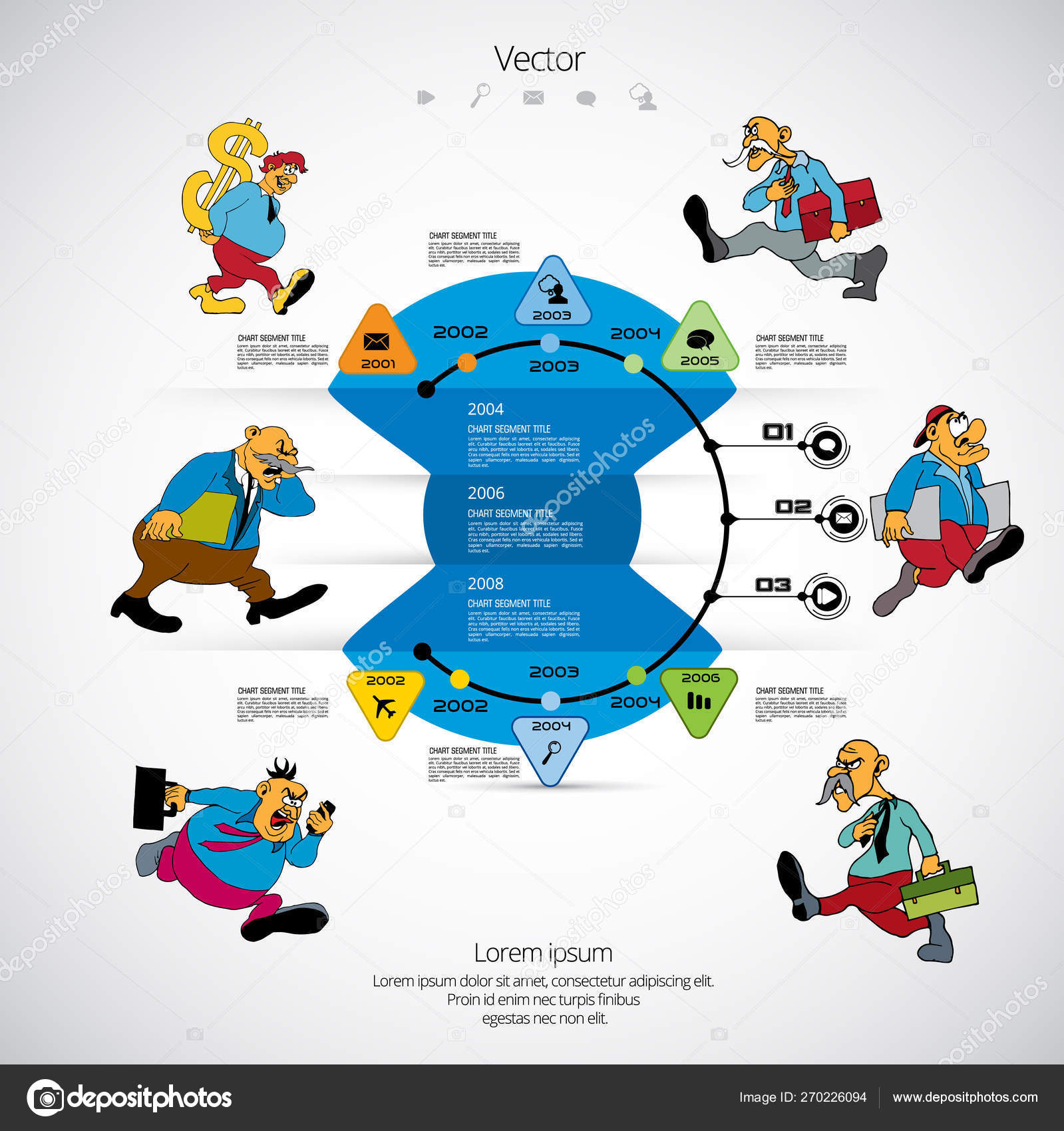 Infographics Template Business Cartoon Character Vector Illustration ...