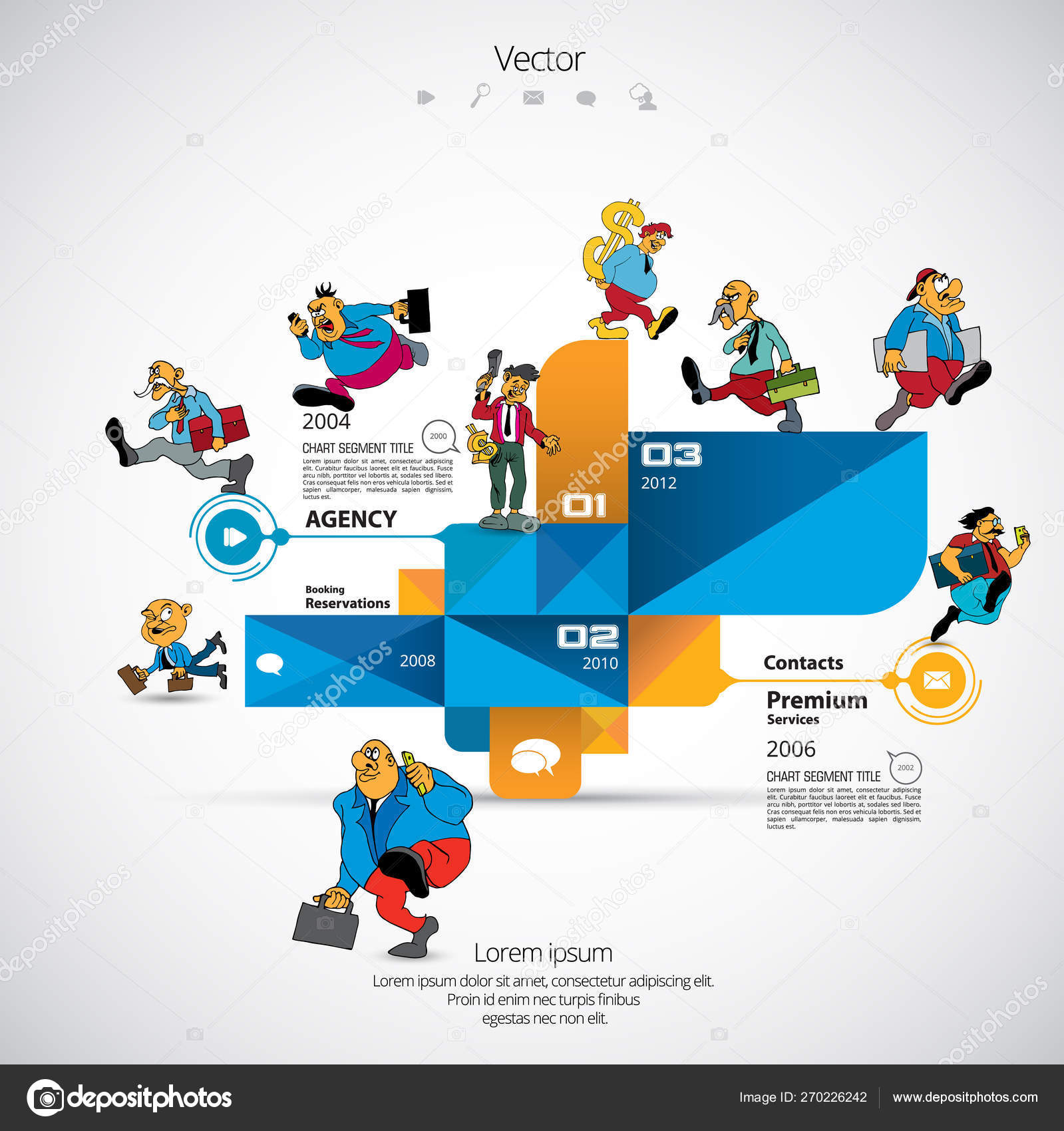 Infographics Template Business Cartoon Character Vector Illustration ...