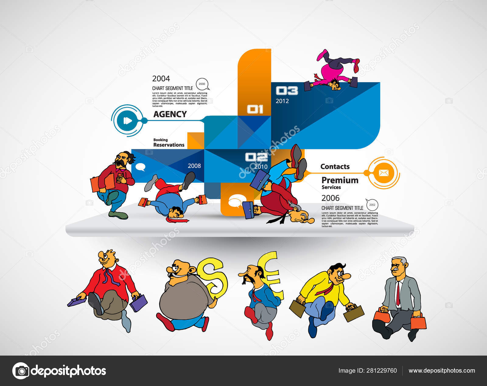 Infographics Template Business Cartoon Character Vector Illustration ...