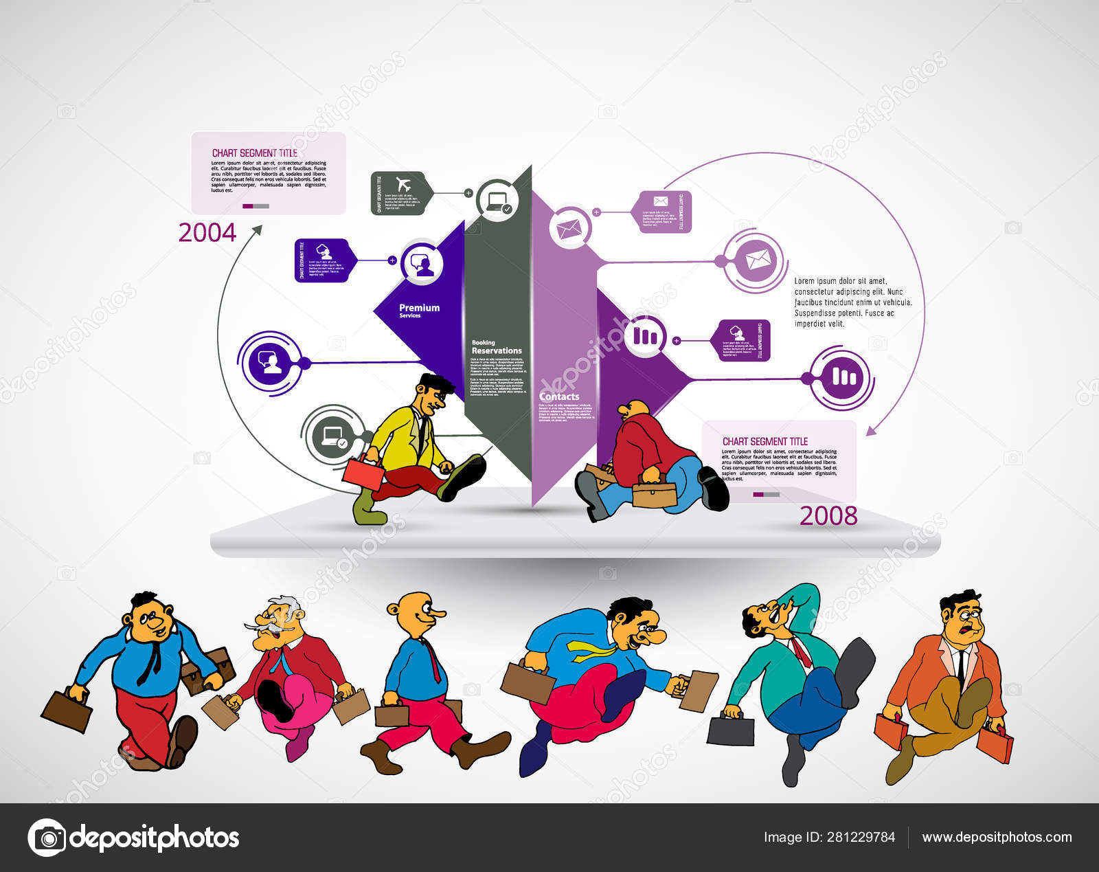 Infographics Template Business Cartoon Character Vector Illustration ...