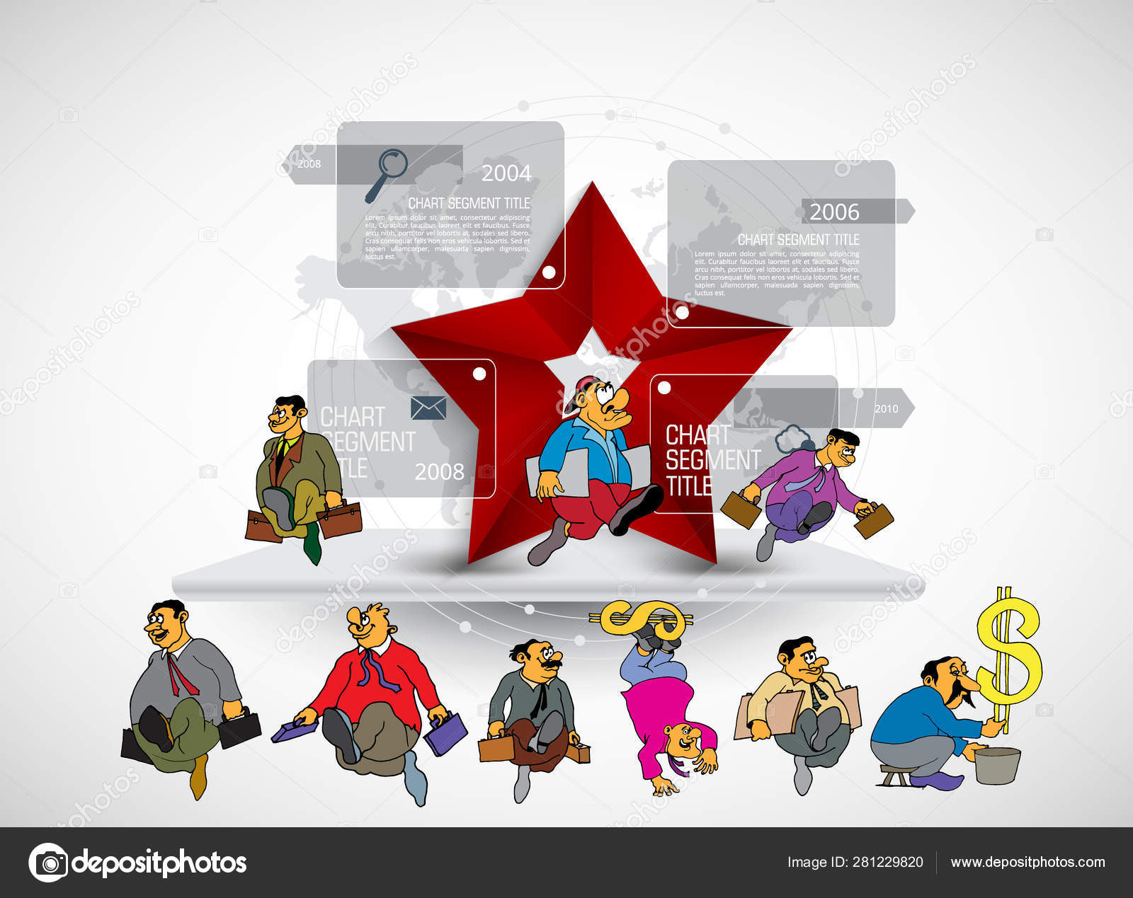 Infographics Template Business Cartoon Character Vector Illustration ...
