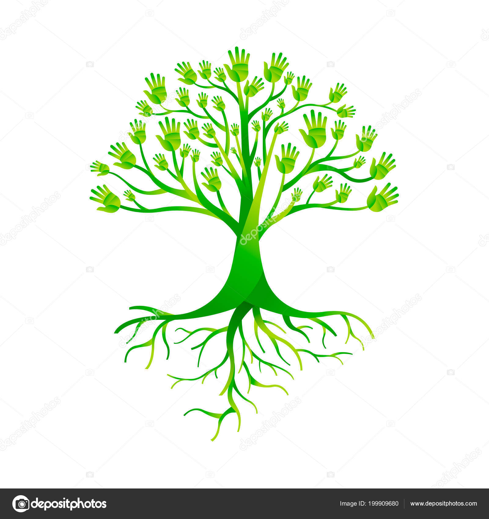 Tree Made Green Human Hands Branches Roots Nature Help Concept Stock ...