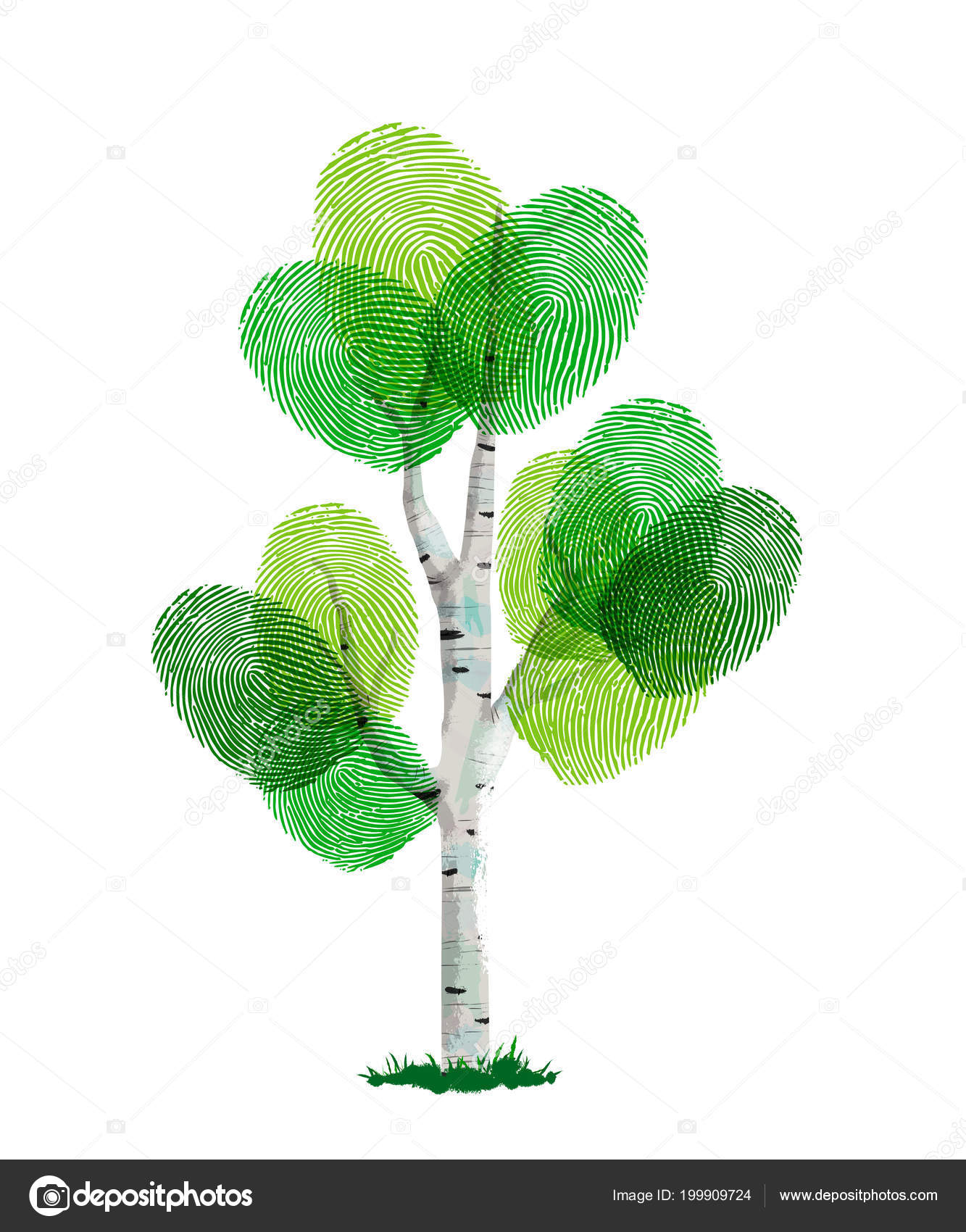 Fingerprint Tree Clip Art