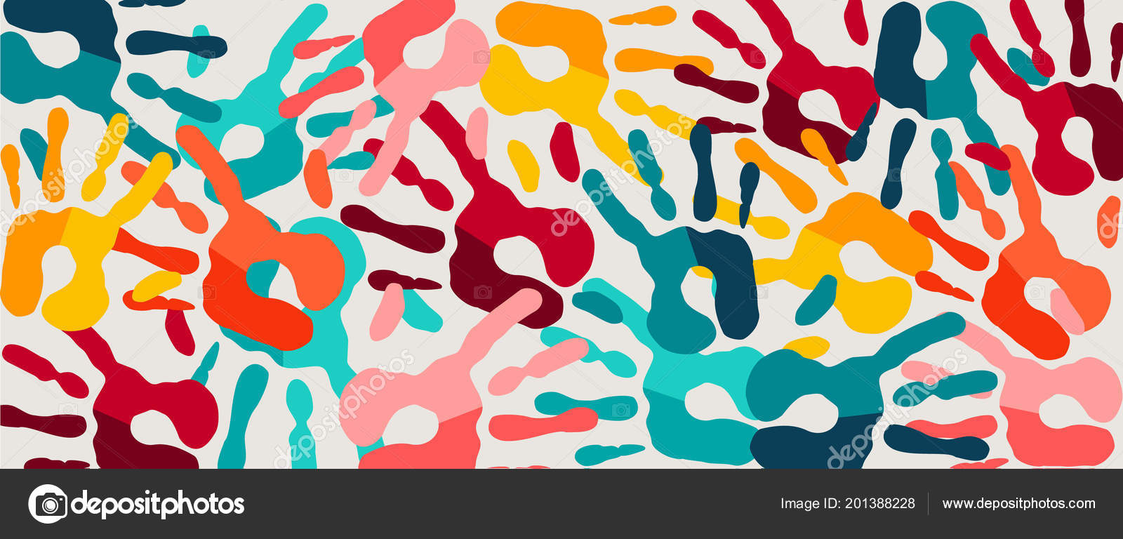 Human Hand Print Color Banner Background Colorful Children Paint ...