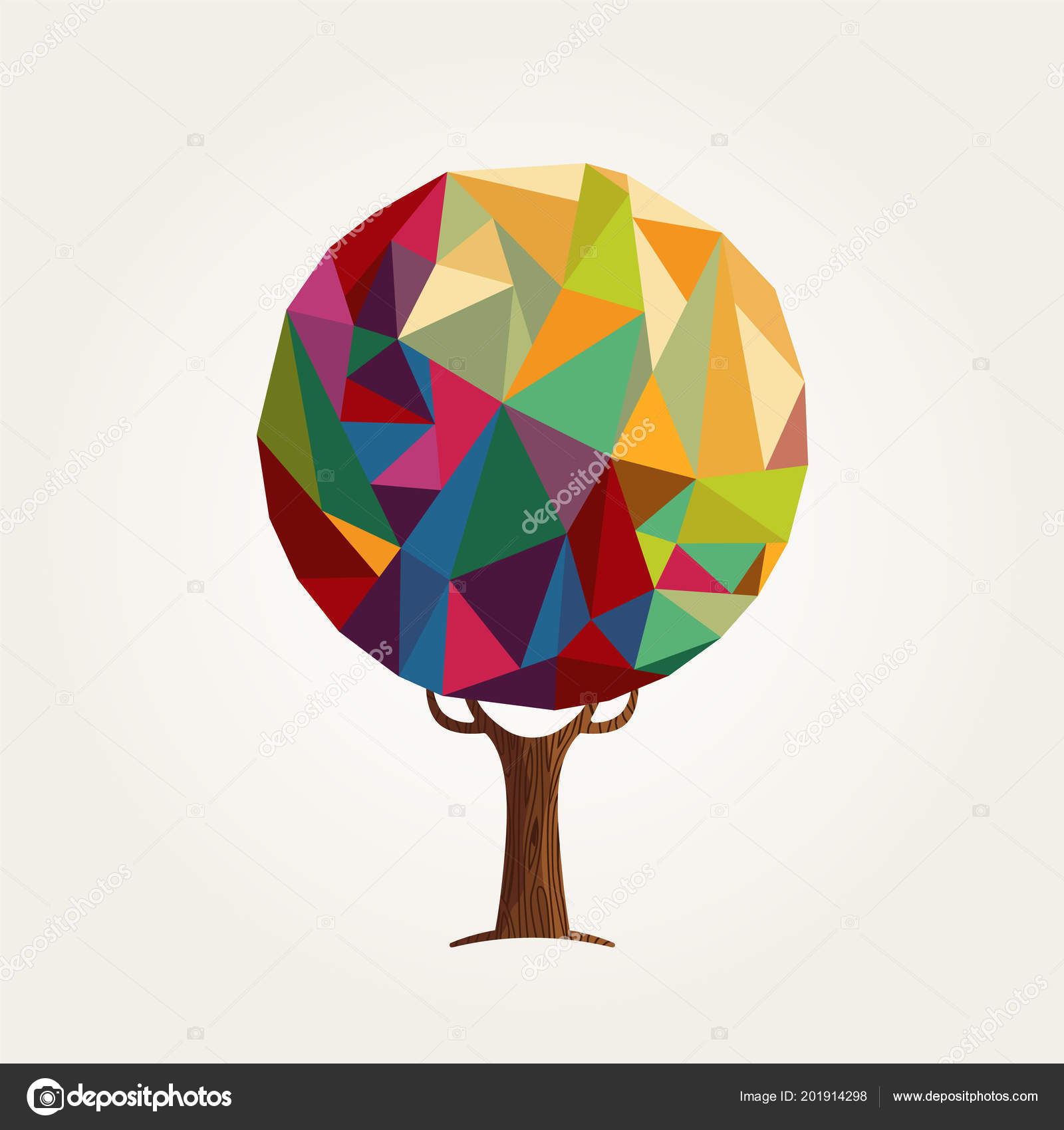 Tree Made Colorful Abstract Shapes Vibrant Color Geometric Texture Fun ...