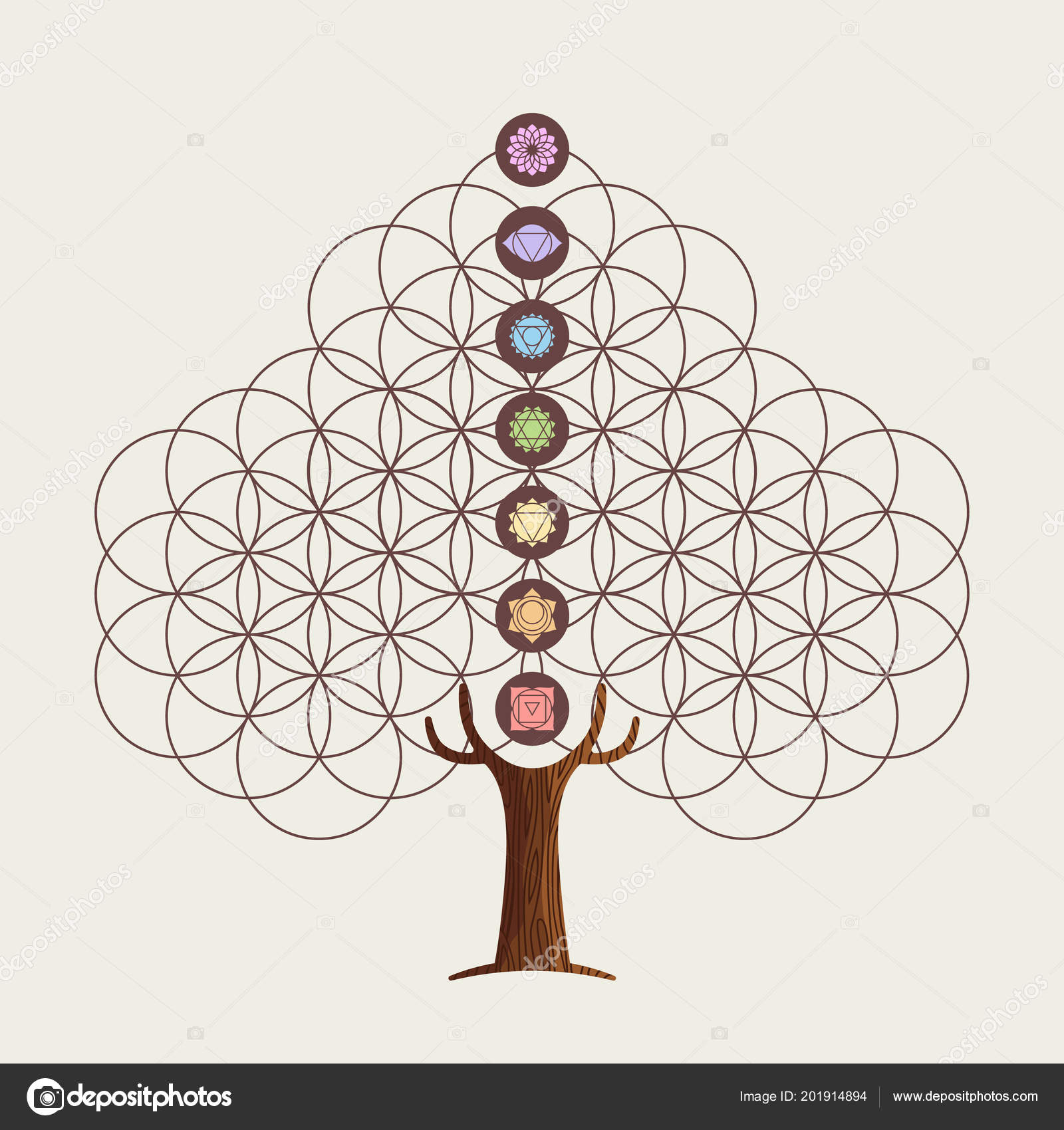 Yoga Tree Concept Illustration Flower Life Chakra Decoration Relaxation ...