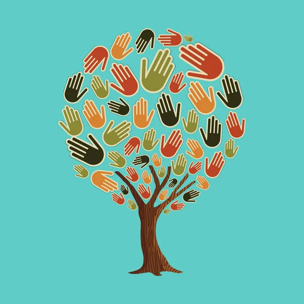 Tree Colorful Human Hands Together Community Team Concept Illustration ...