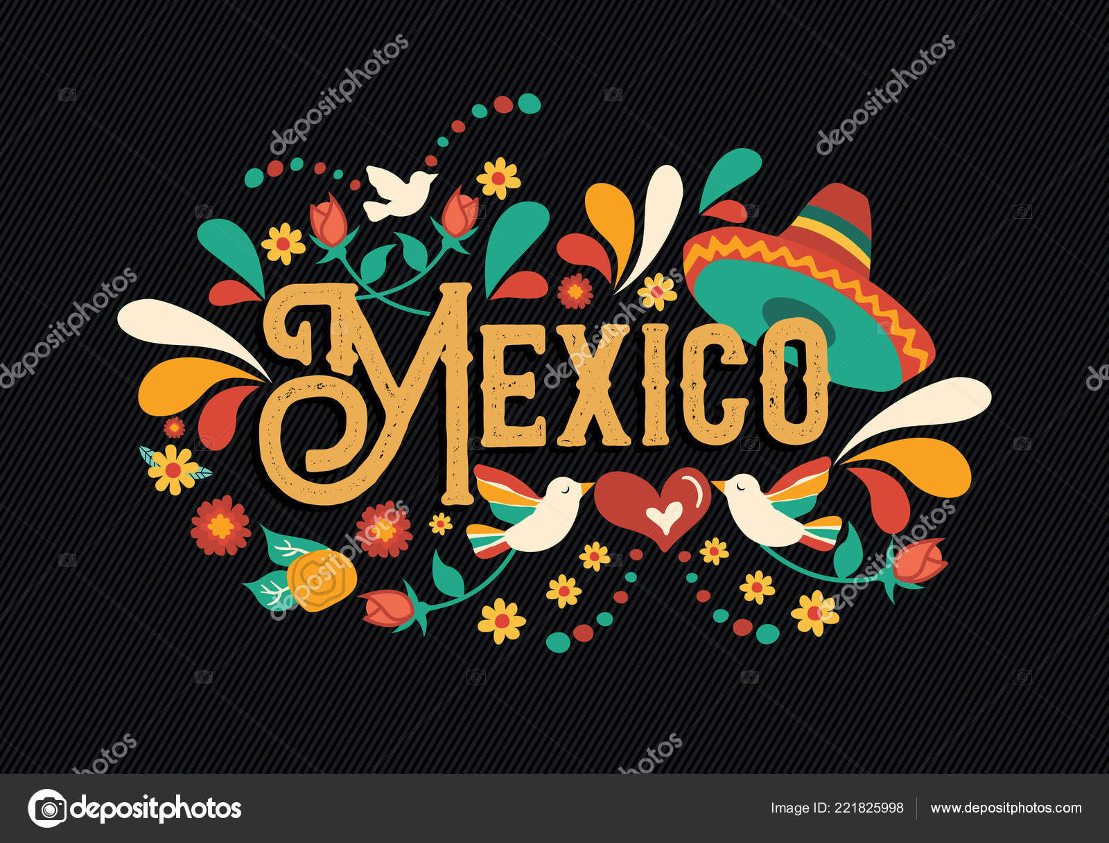 Typographie Mexicaine Image Vectorielle Mexicaine, Conception De