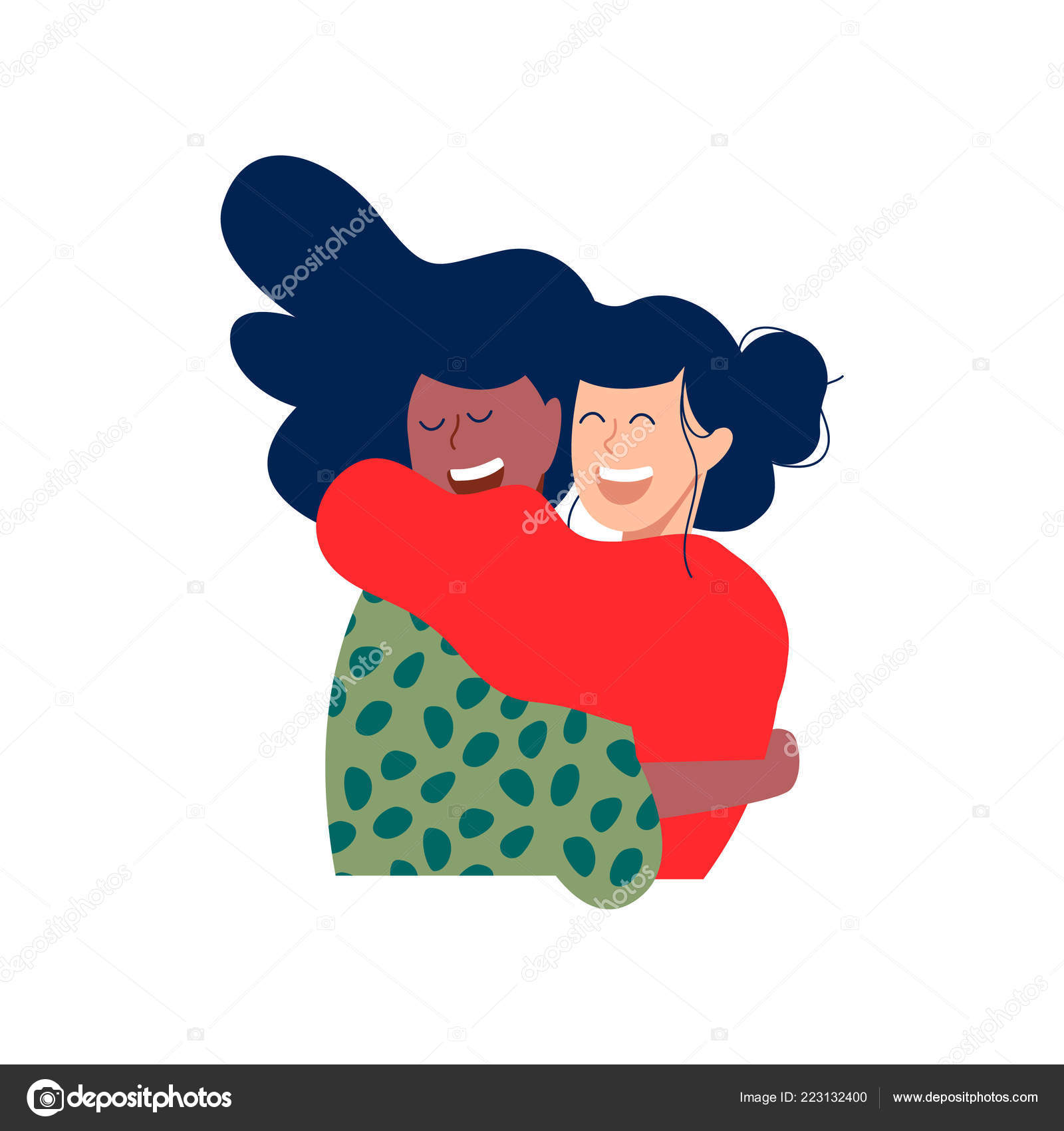 Two Friends Hugging Cartoon