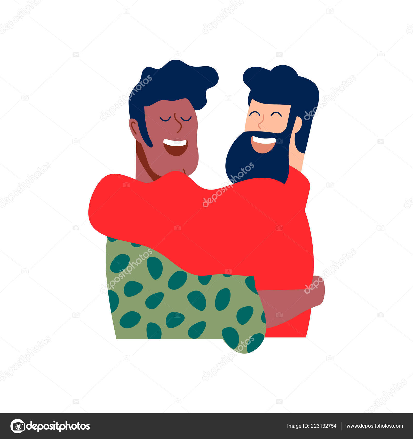 Two Friends Hugging Cartoon