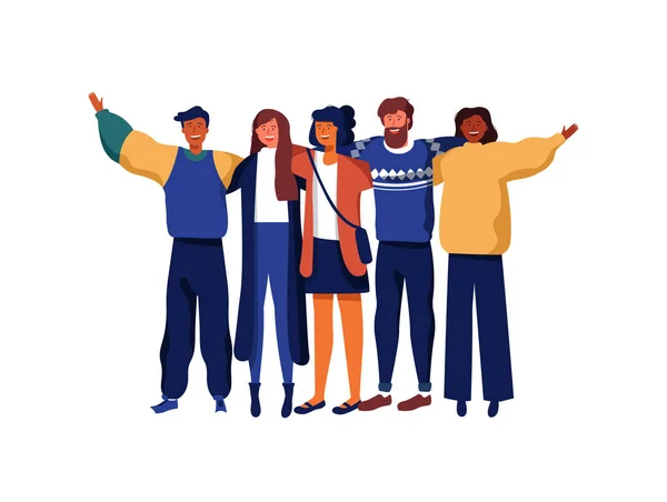 Diverse Friend Group People Hugging Together Special Event Celebration