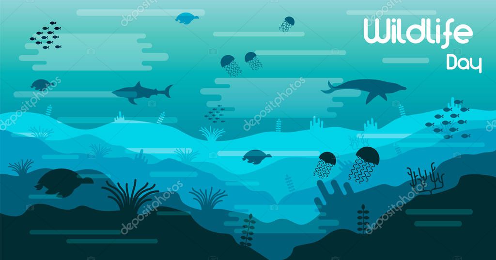 Día de la Vida Silvestre ilustración de los animales del agua del ...