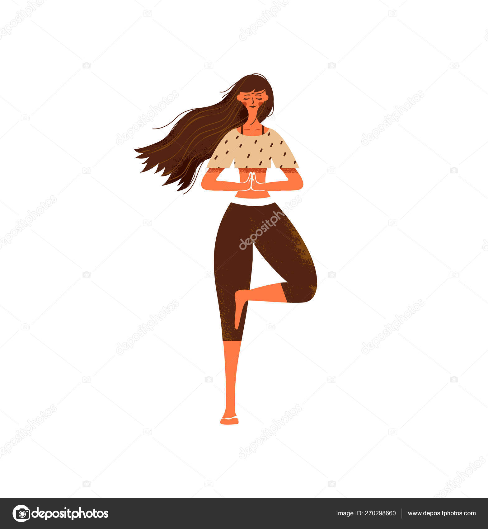 Woman doing tree pose yoga on isolated background Stock Vector by ...